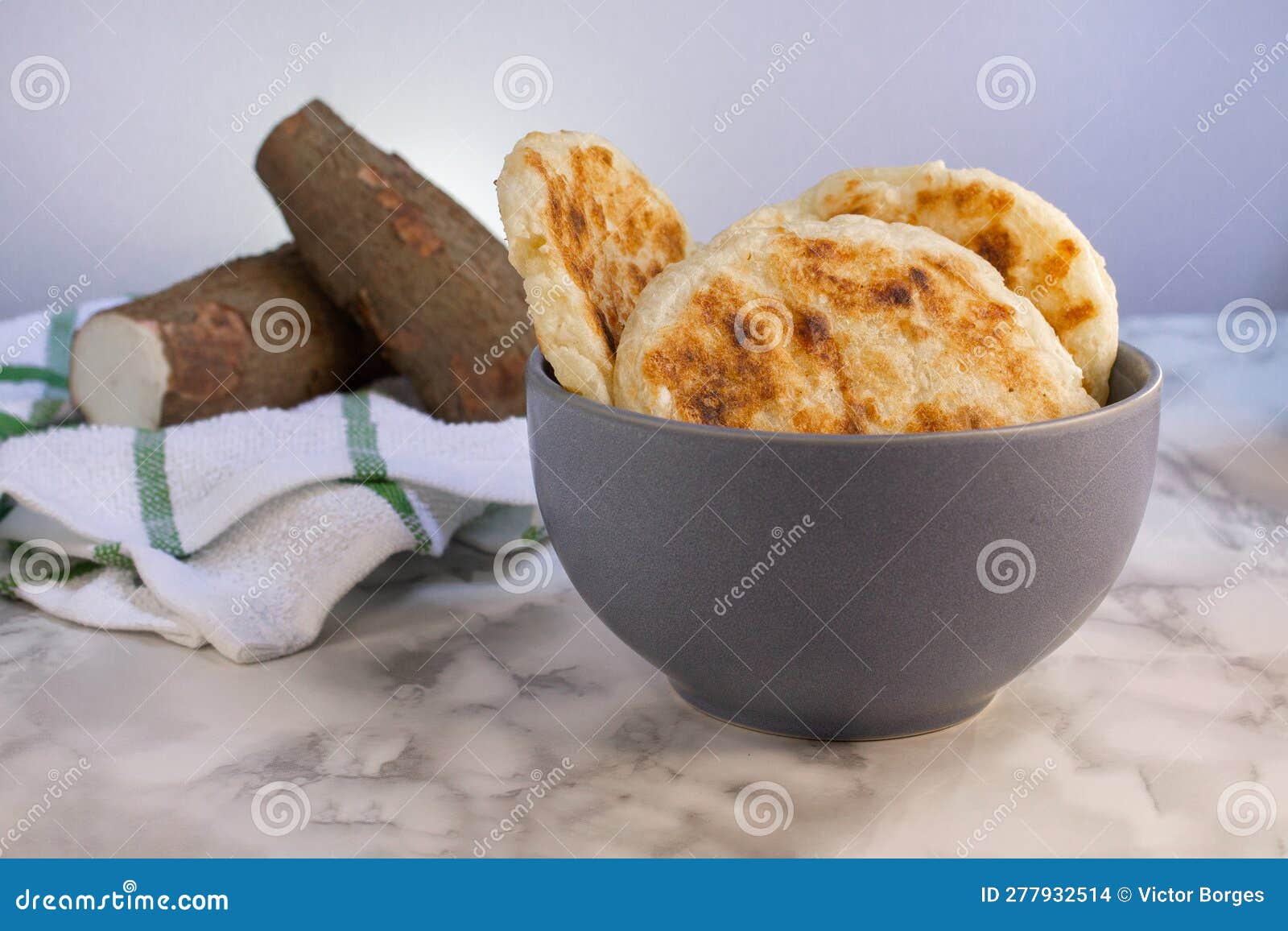 Yucca Chunks and Bread on Background Stock Photo - Image of cuisine ...