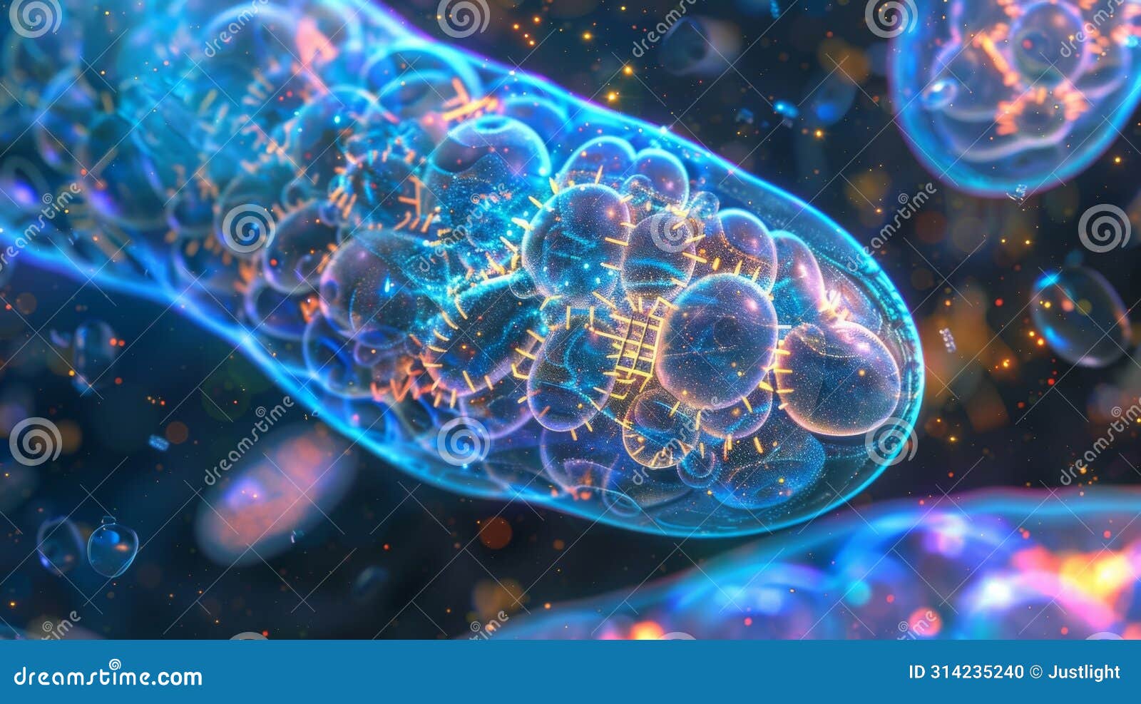 A Threedimensional Reconstruction of Mitochondria in a Cell Depicting ...