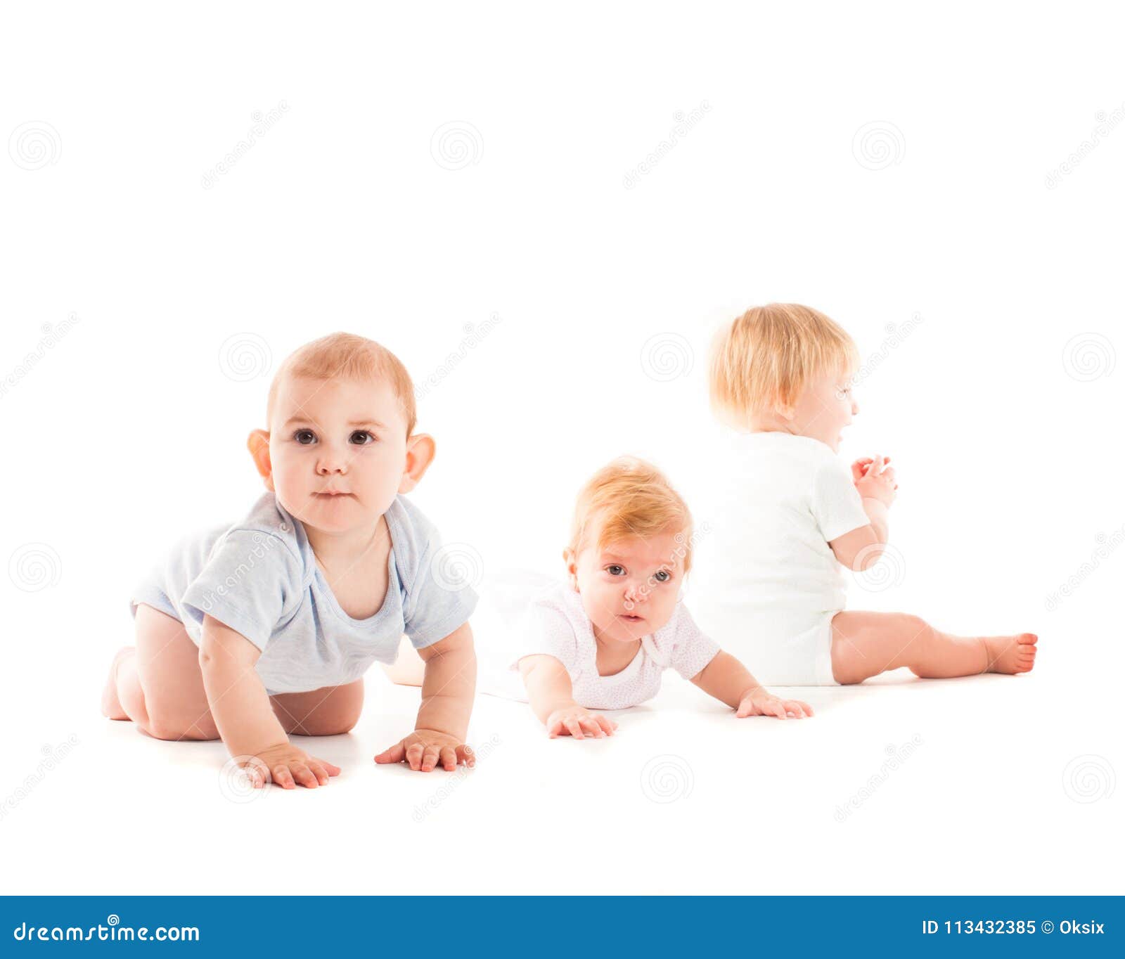 Threee babies isolated stock image. Image of adorable - 113432385