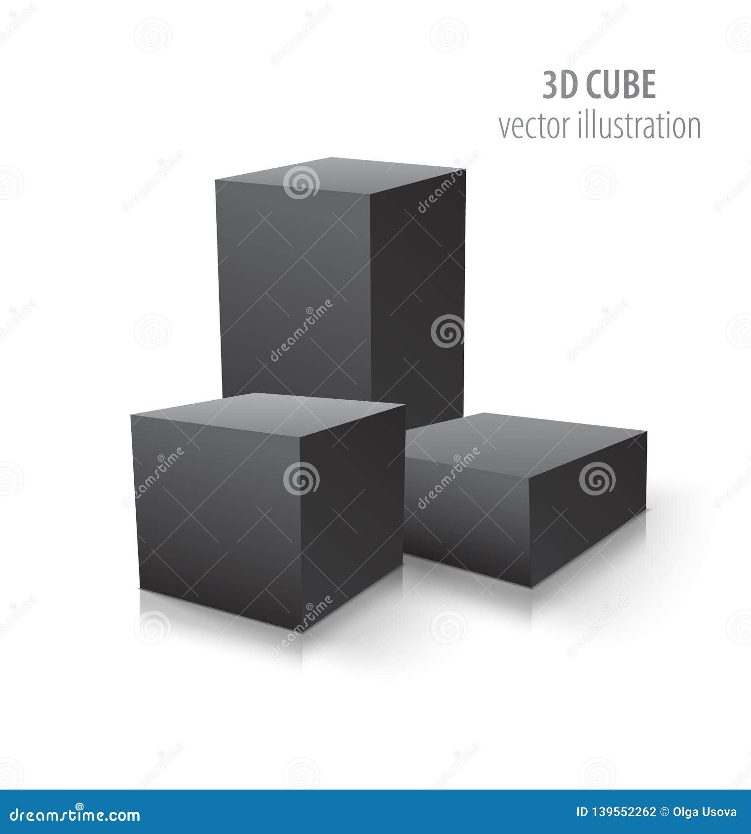 Three 3D Cubes Isolated on White Background Stock Vector - Illustration ...