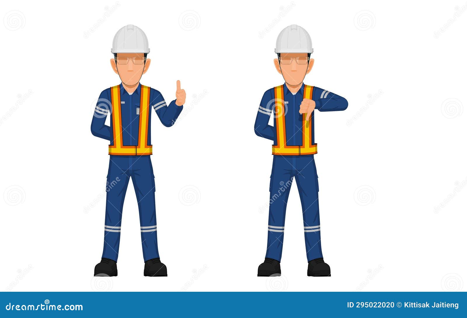 Threes Industrial Workers are Raising Hand Sign Thumbs Up and Thumbs ...