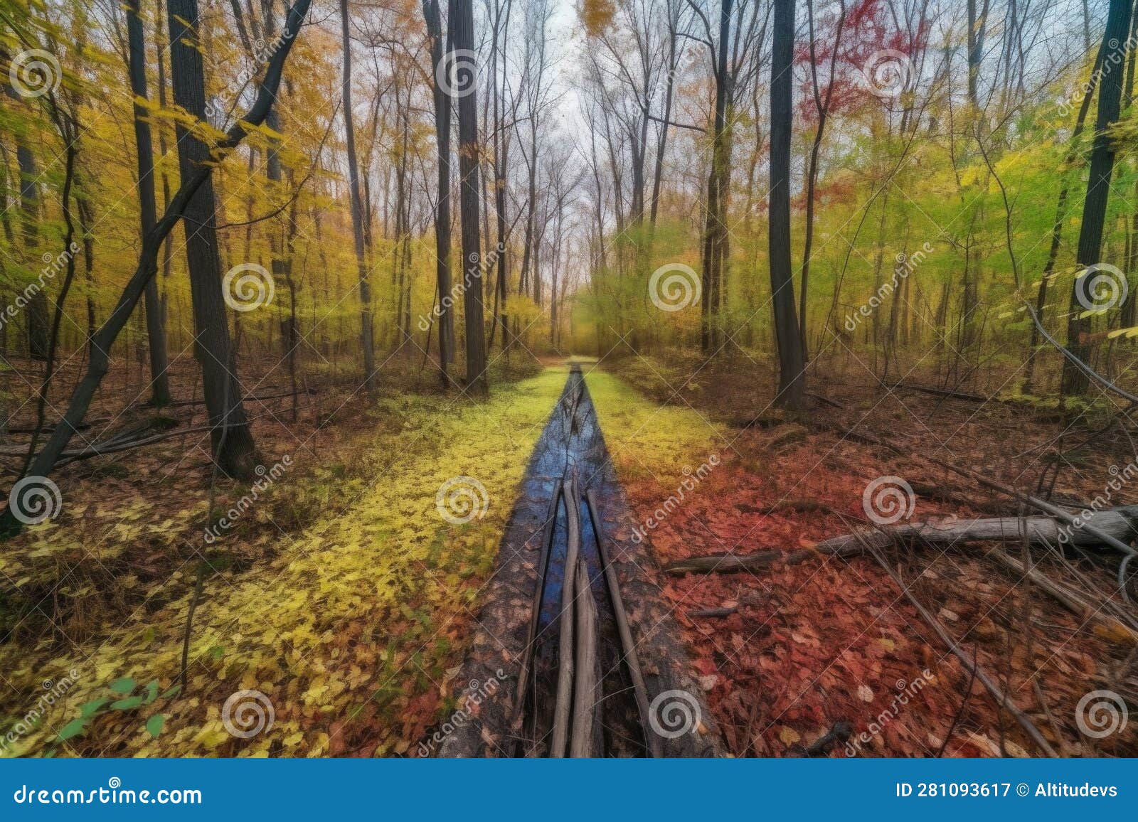 Threestraight Lines of Different Colors Showing the Way through Dense ...