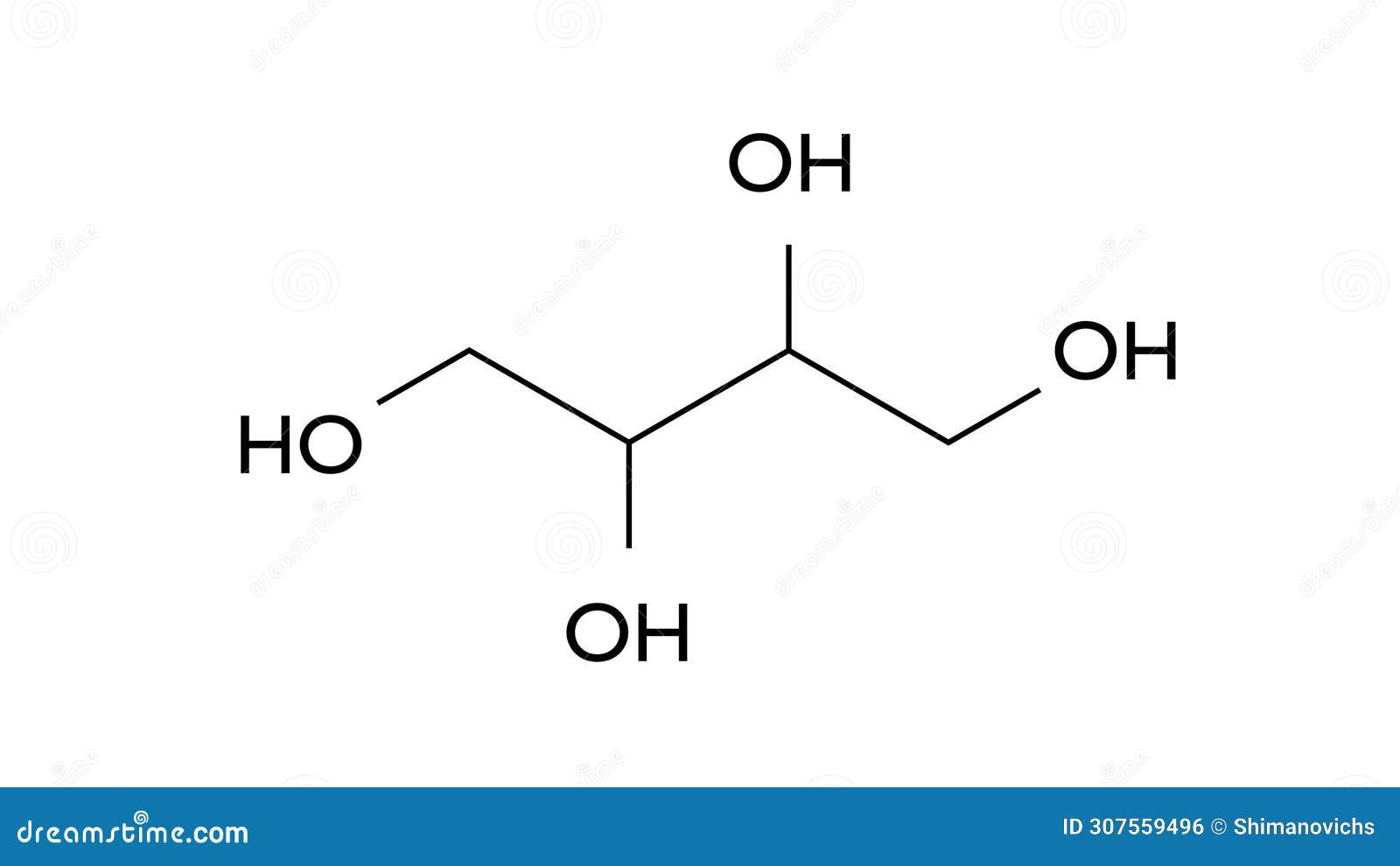 Threitol Molecule, Structural Chemical Formula, Ball-and-stick Model ...