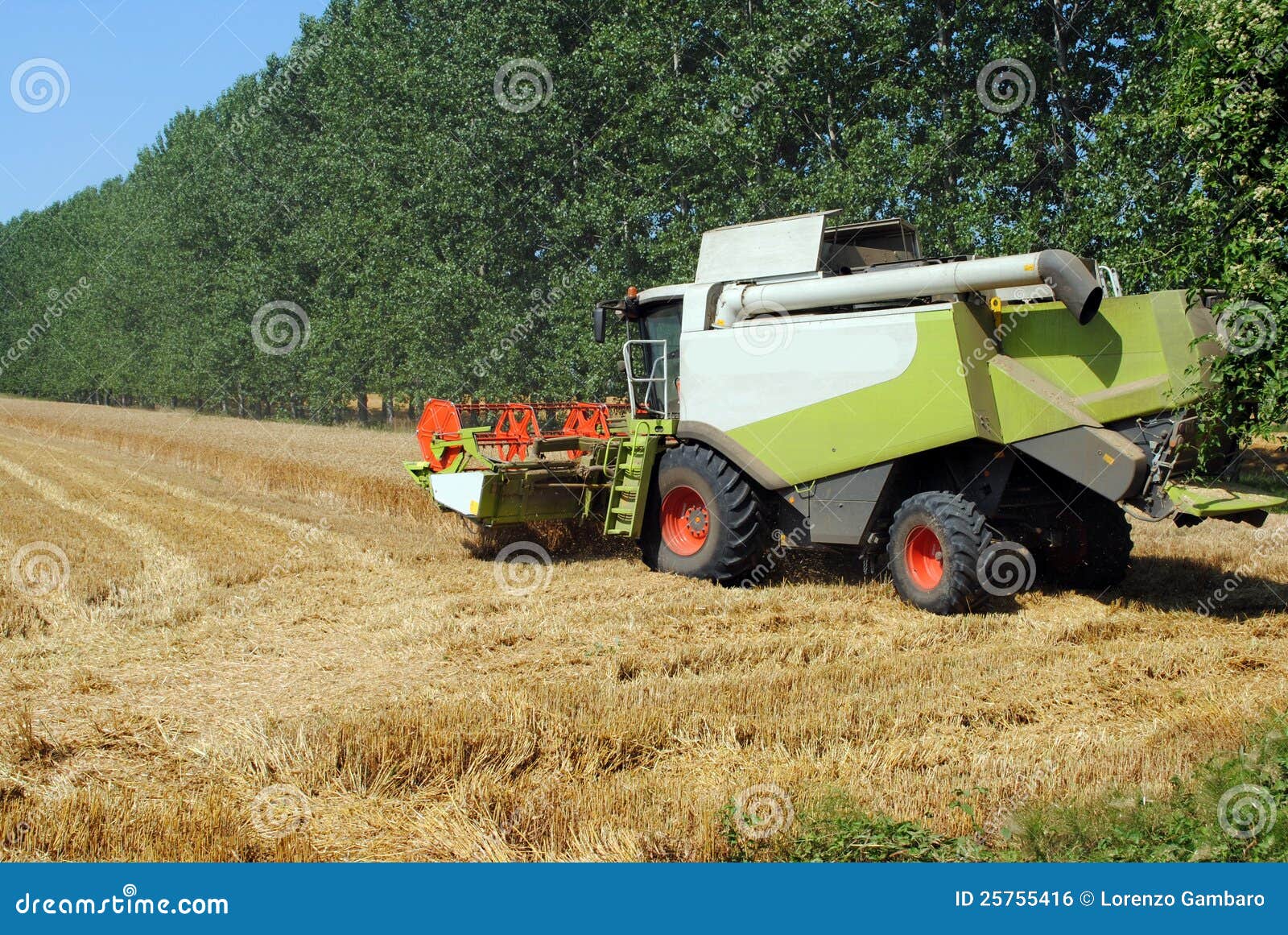 Thresher machine stock photo. Image of harvest, tree - 25755416