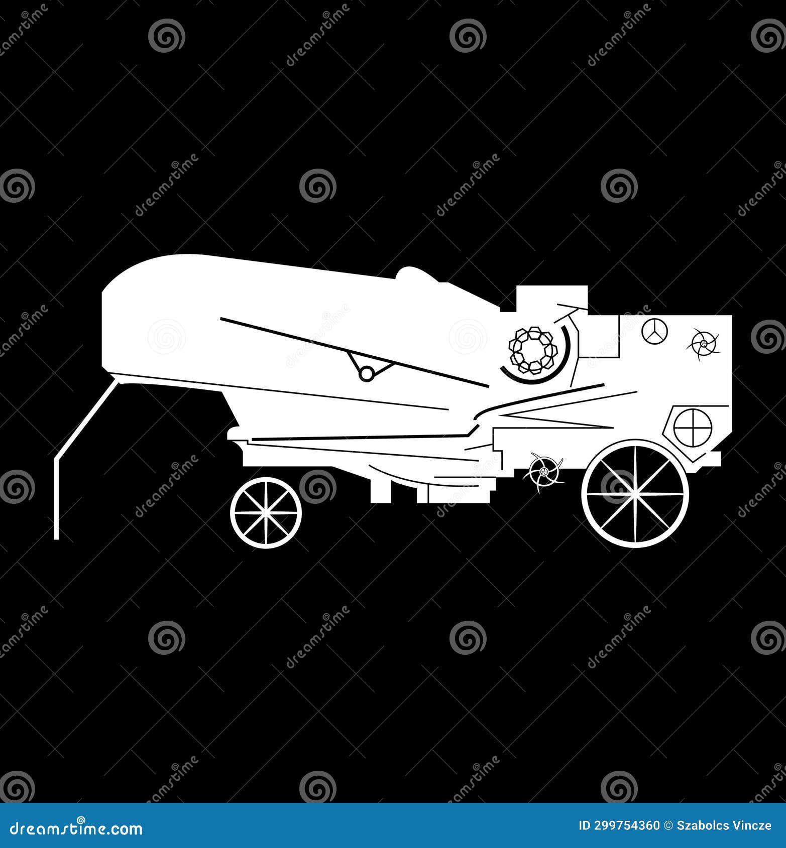 Threshing-machine, Tresher Silhouette Stock Vector - Illustration of ...
