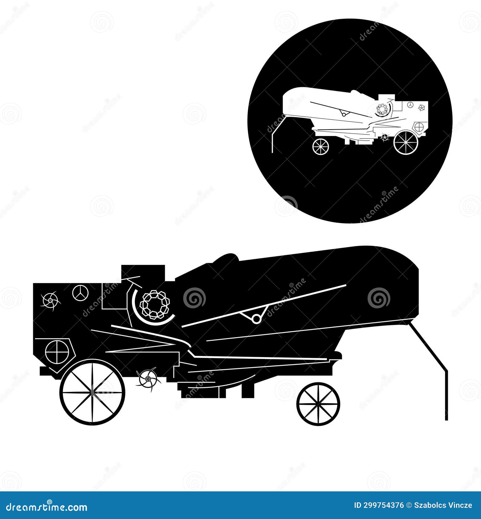 Threshing-machine, Tresher Silhouette Stock Vector - Illustration of ...