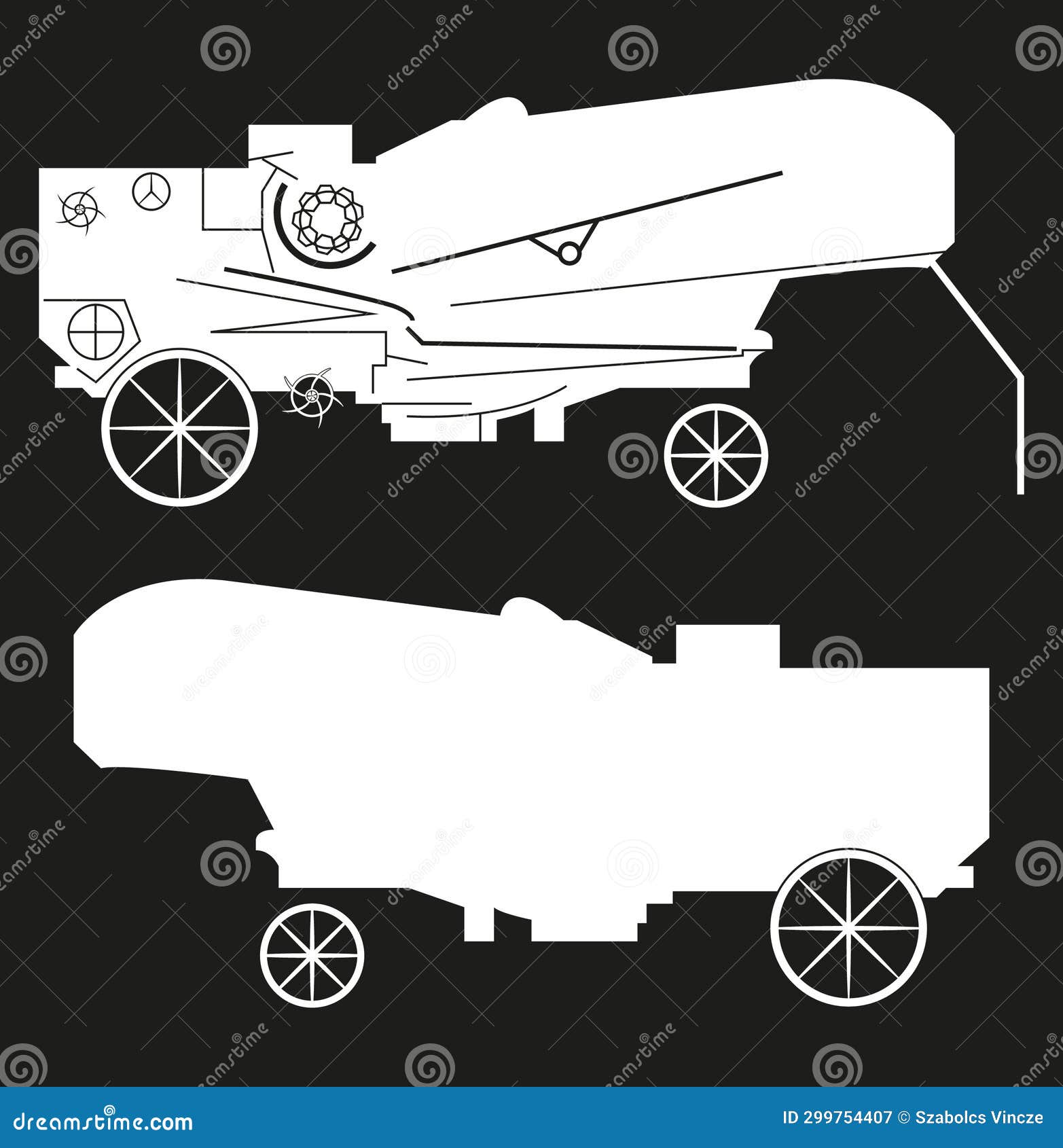 Threshing-machine, Tresher Silhouette Stock Vector - Illustration of ...