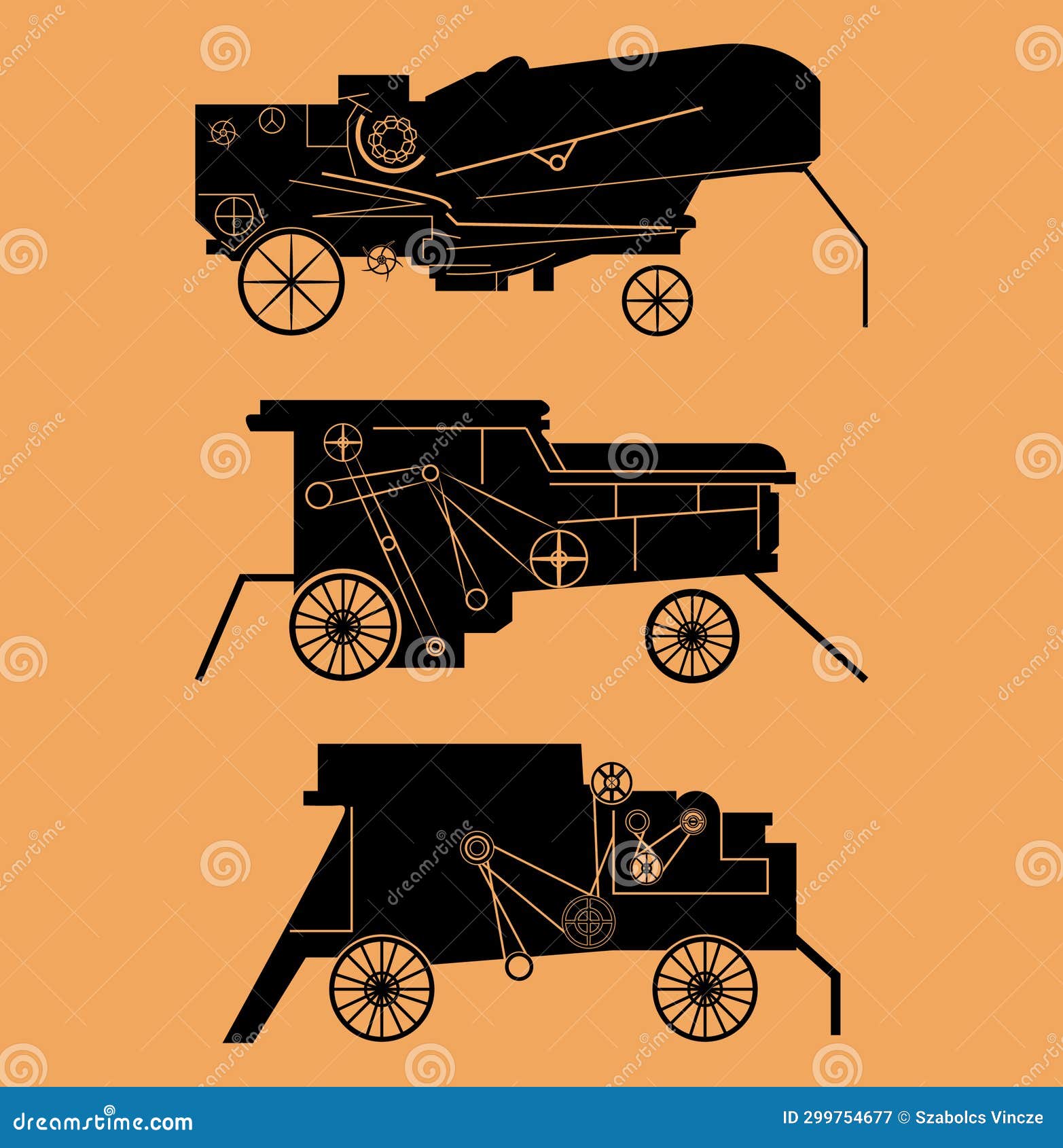 Threshing-machine, Tresher Silhouette Cartoon Vector | CartoonDealer ...