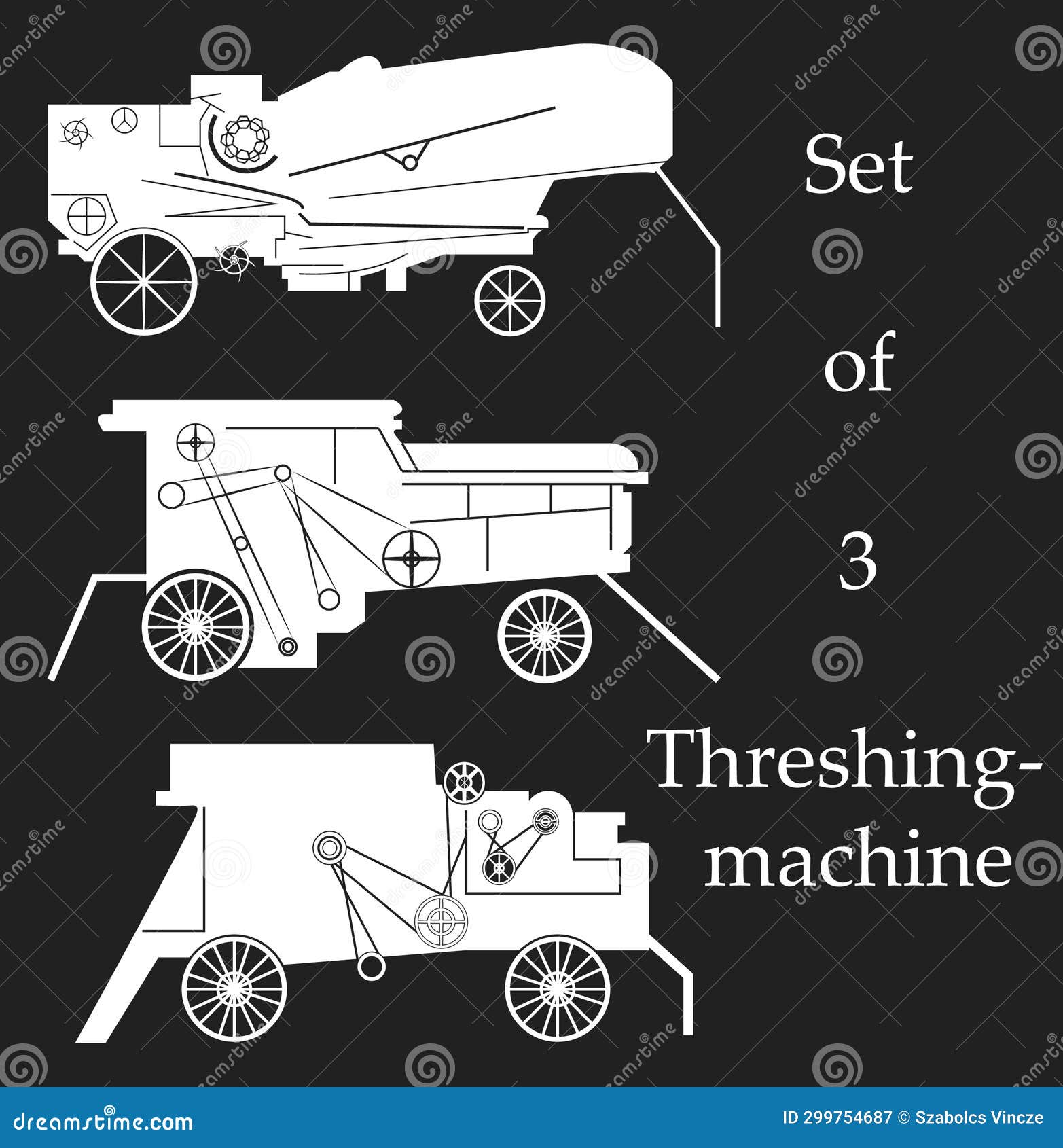 Threshing-machine, Tresher Silhouette Stock Vector - Illustration of ...