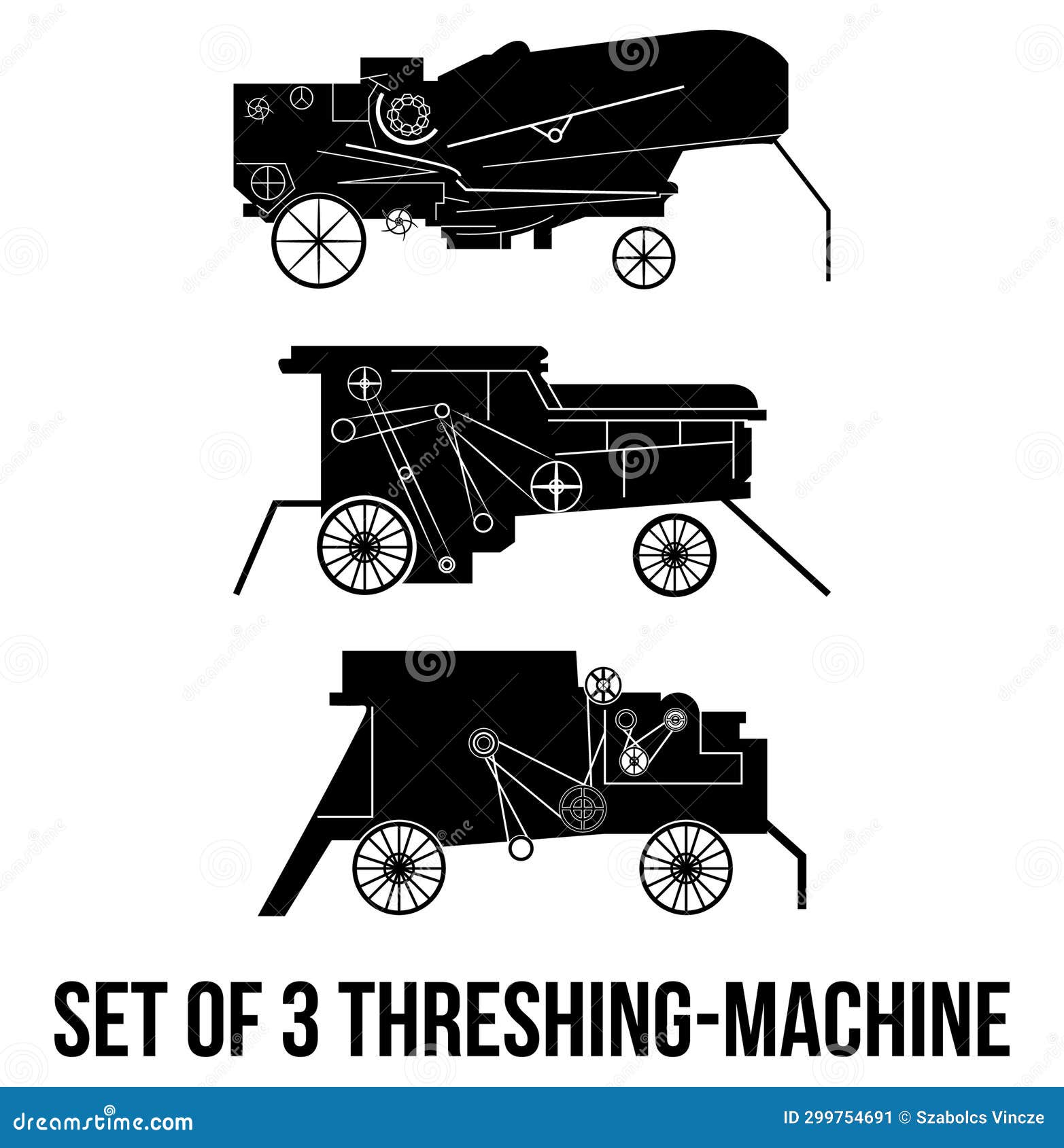 Threshing-machine, Tresher Silhouette Stock Vector - Illustration of ...