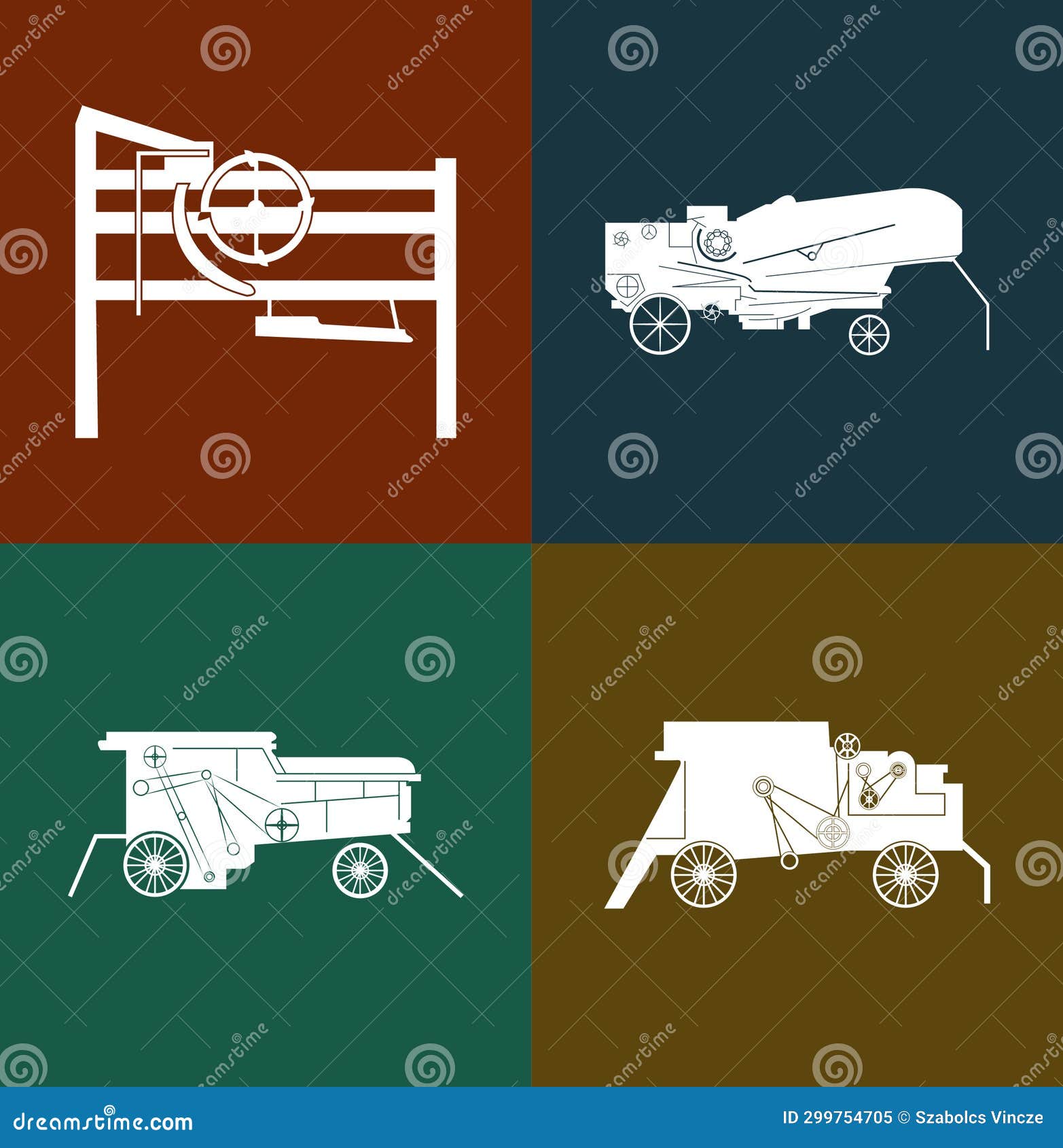 Threshing-machine, Tresher Silhouette Cartoon Vector | CartoonDealer ...