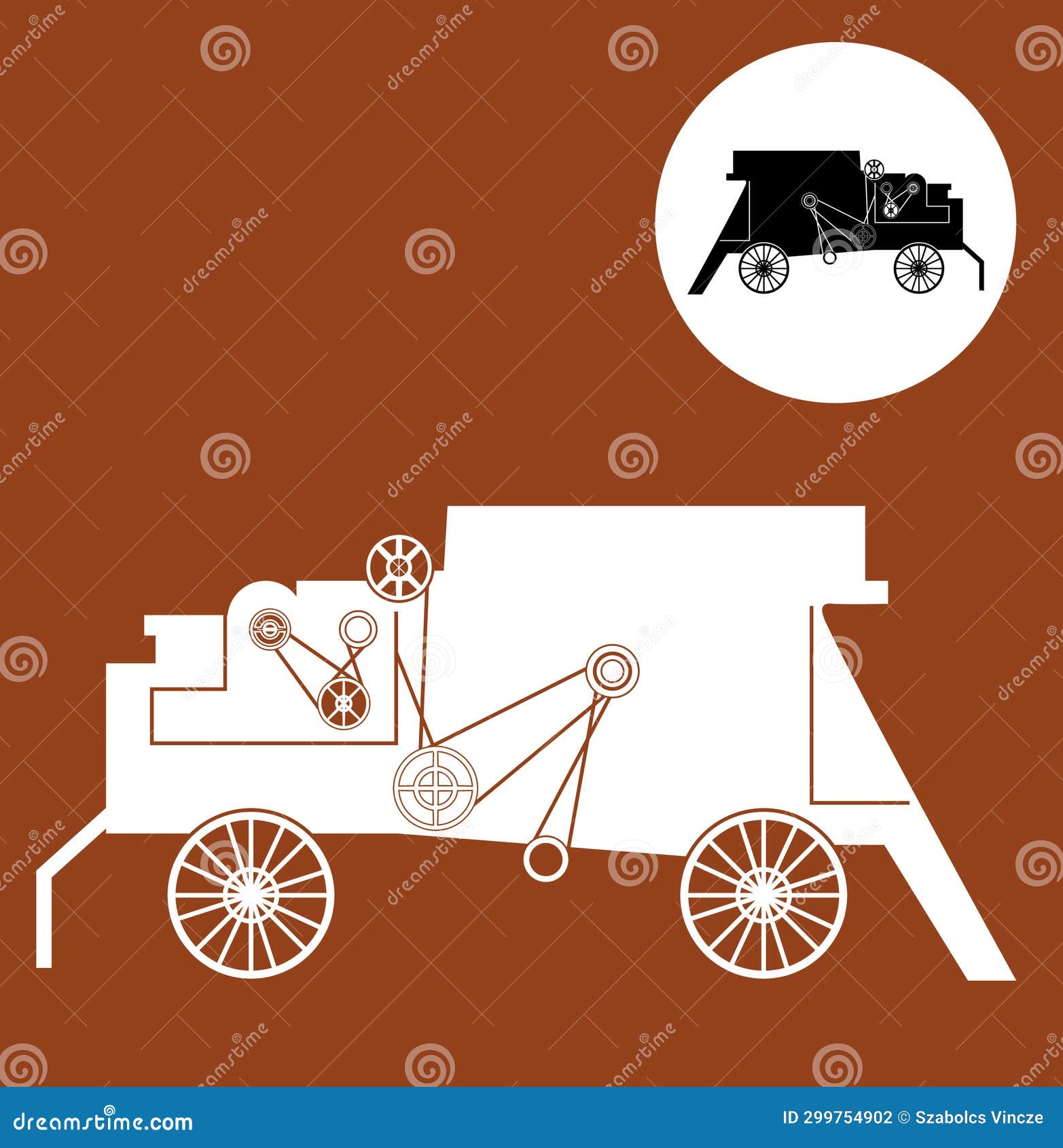 Threshing-machine, Tresher Silhouette Stock Vector - Illustration of ...