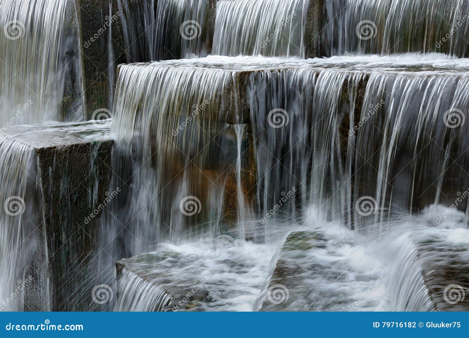 Thresholds of Artificial Waterfall from Stone Blocks. Closeup Stock ...