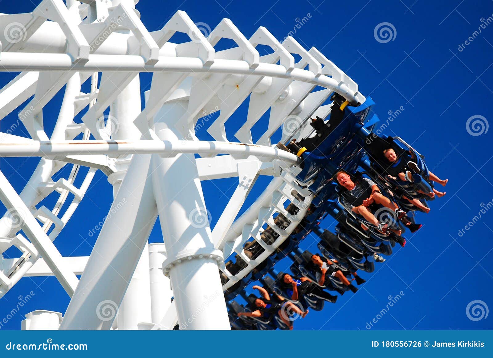 Thrill Seeks Zoom Around a Curve on a Roller Coaster Editorial Photo ...