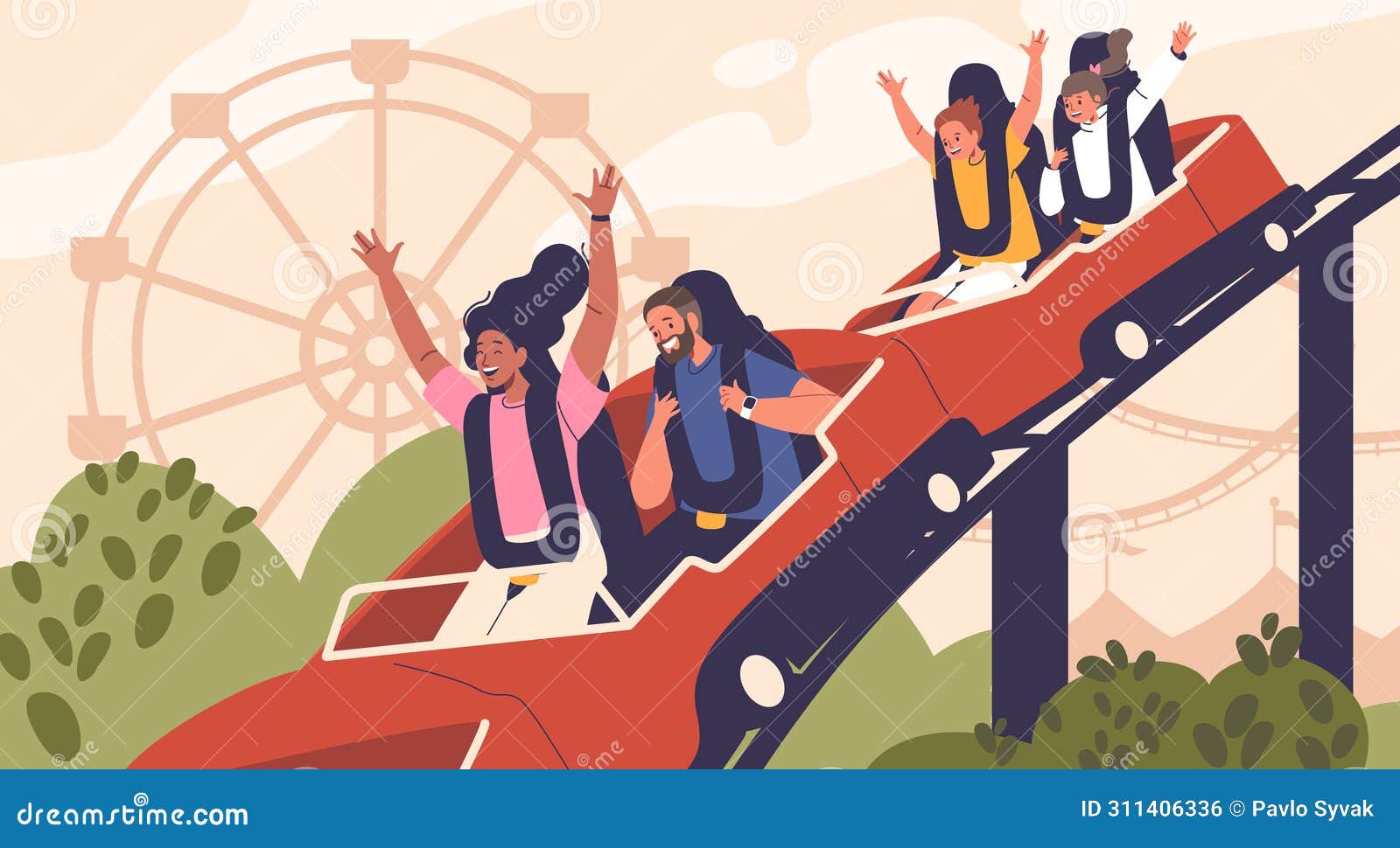 Thrilling Screams Echo As Characters on Roller Coasters Experience ...