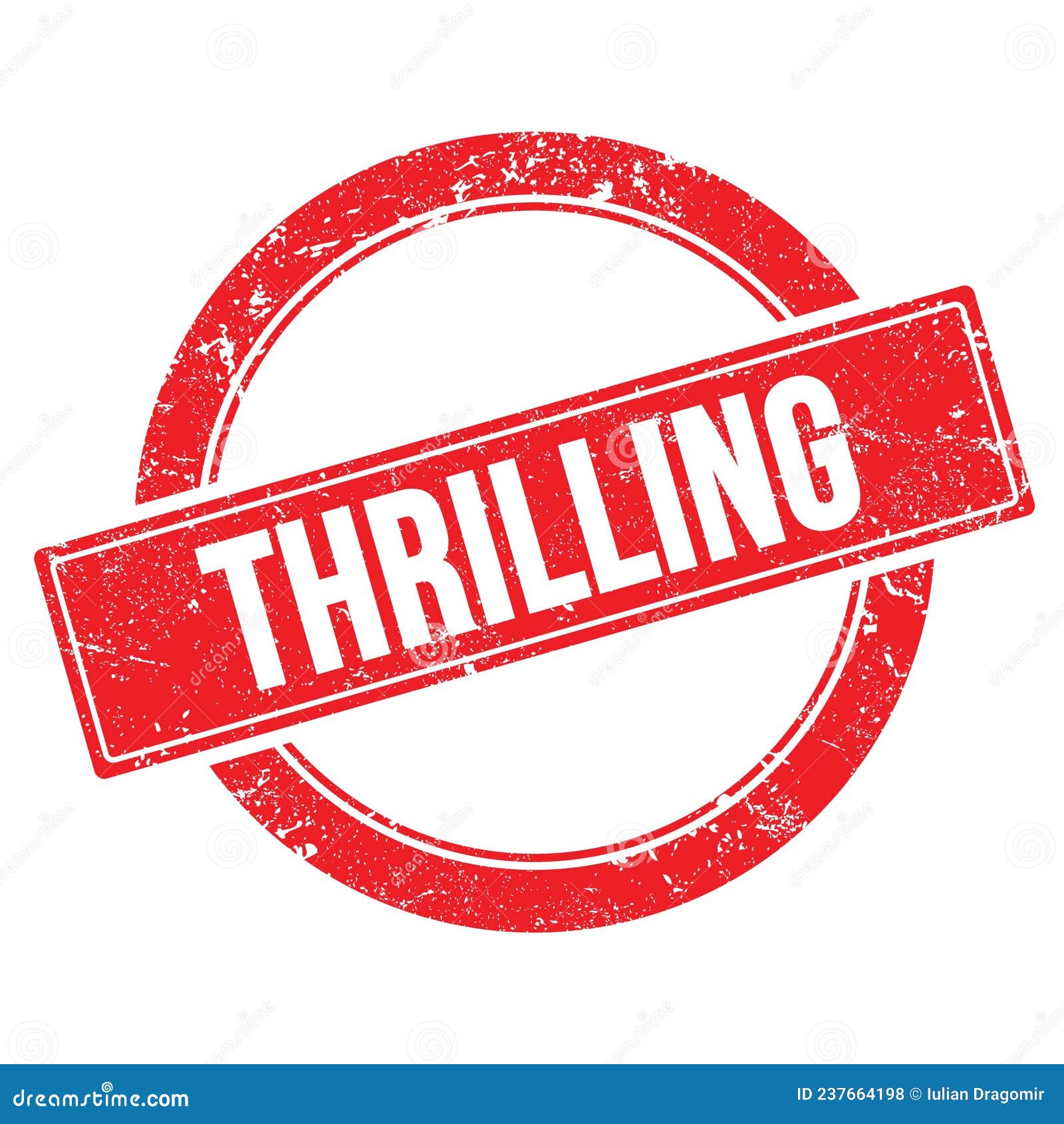 THRILLING Text on Red Grungy Round Stamp Stock Illustration ...