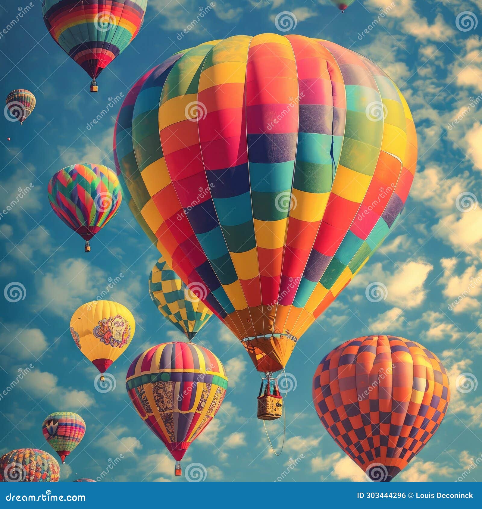 Vibrant Hot Air Balloon Spectacle Stock Illustration - Illustration of ...
