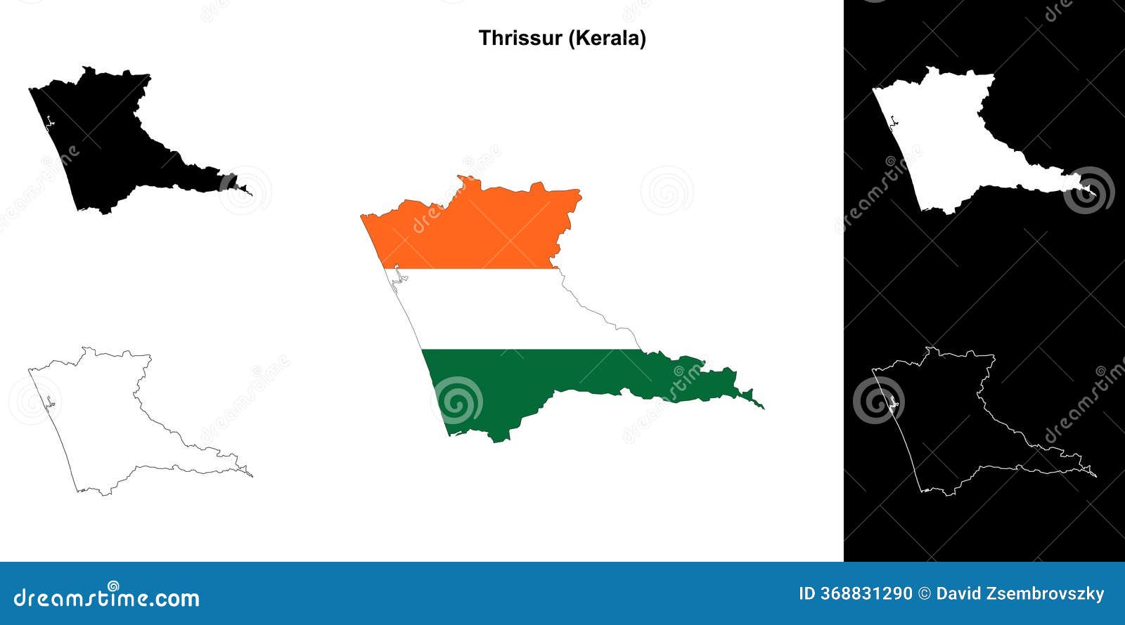 Thrissur District Kerala State, Republic Of India Map Vector ...