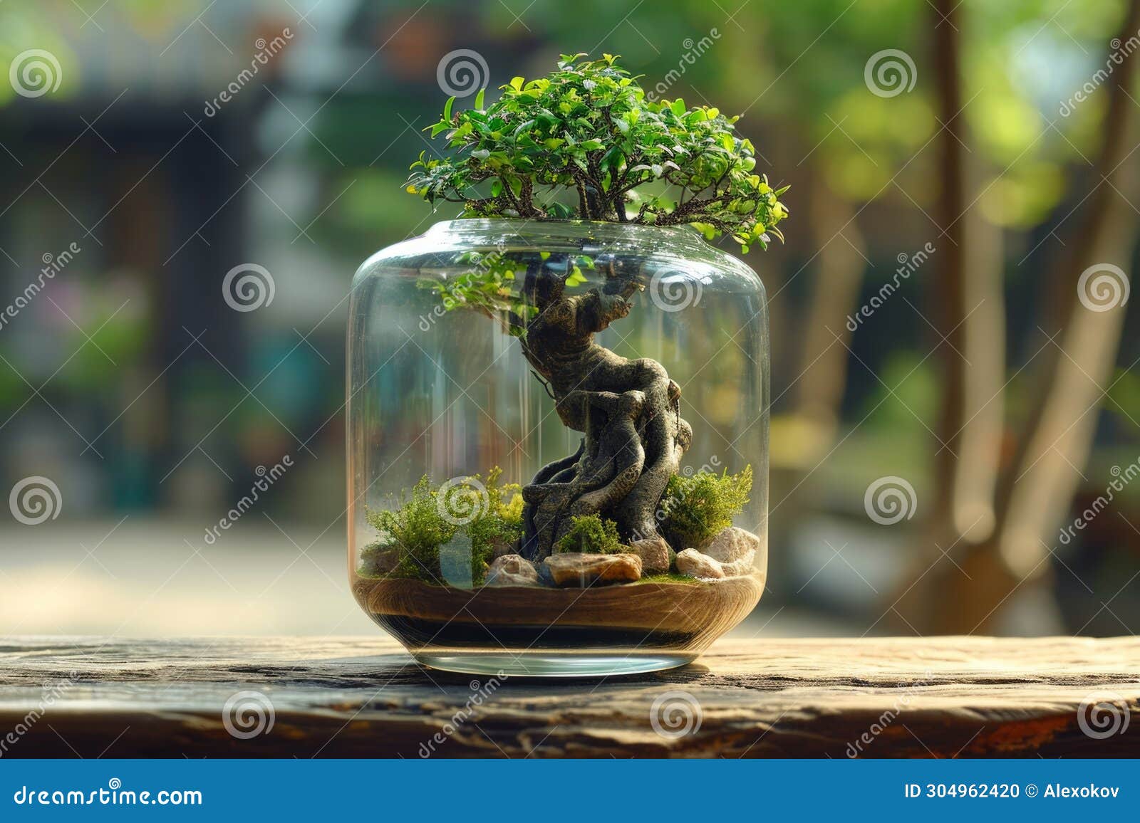 A Thriving Tree in a Glass Container Defying Gravity AI Generated Stock ...