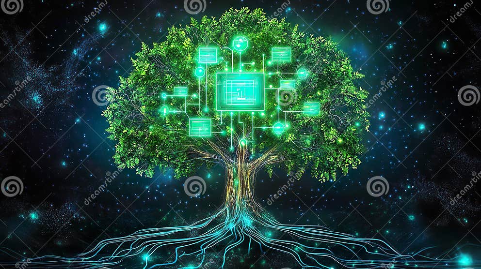 Thriving Tree Growing in Harmony with Technology Environmental ...