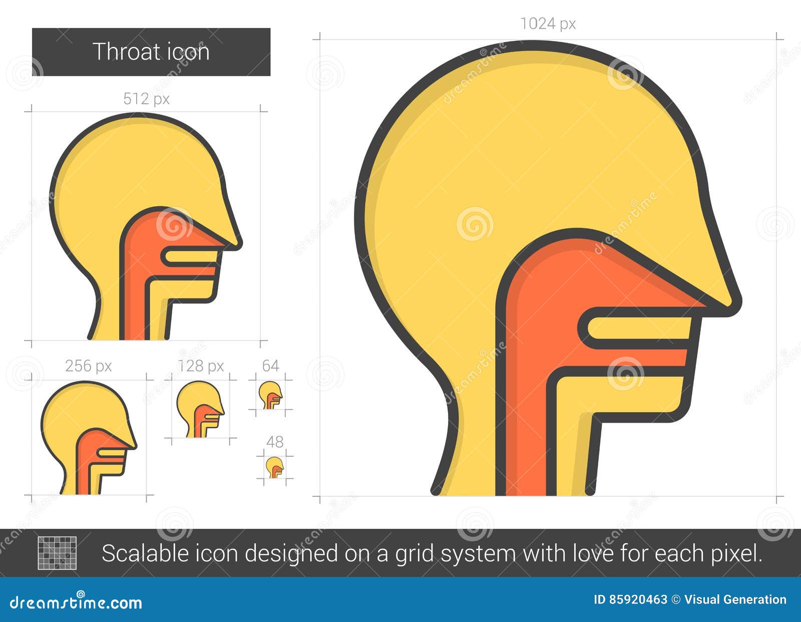 Throat line icon. stock vector. Illustration of biology - 85920463