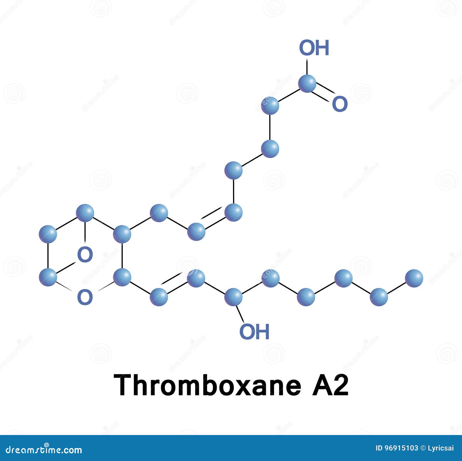 Thromboxane A2 aggregation stock vector. Illustration of molecule ...