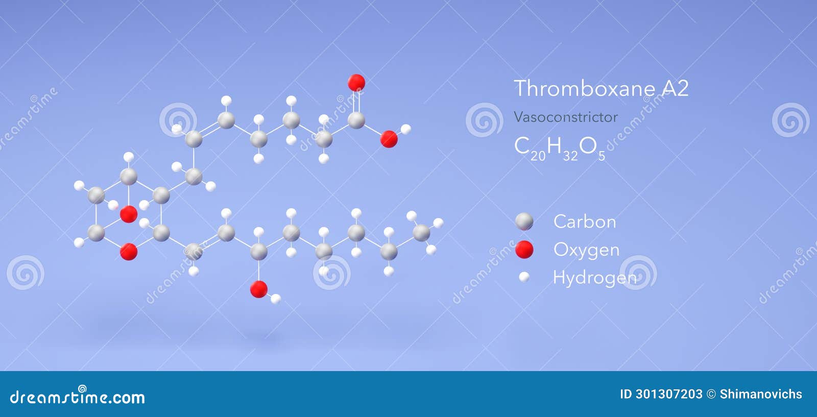 Thromboxane A2 Molecule, Molecular Structures, Vasoconstrictor, 3d ...