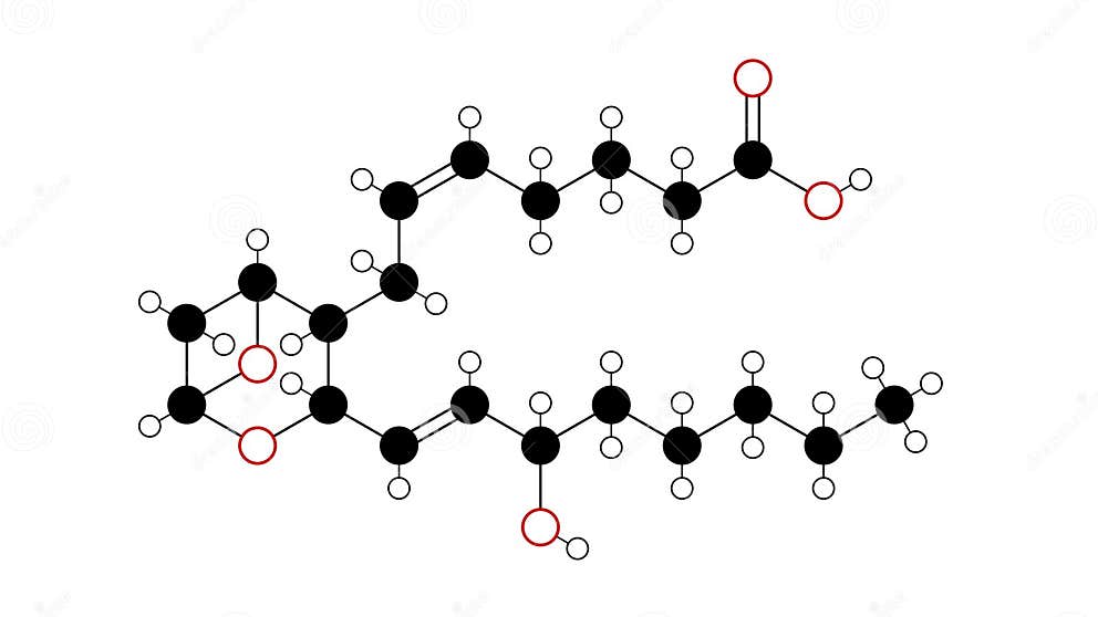 Thromboxane A2 Molecule, Structural Chemical Formula, Ball-and-stick ...
