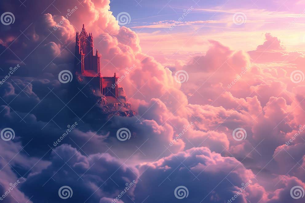 Throne Above the Cloudscape Horizon. Stock Illustration - Illustration ...