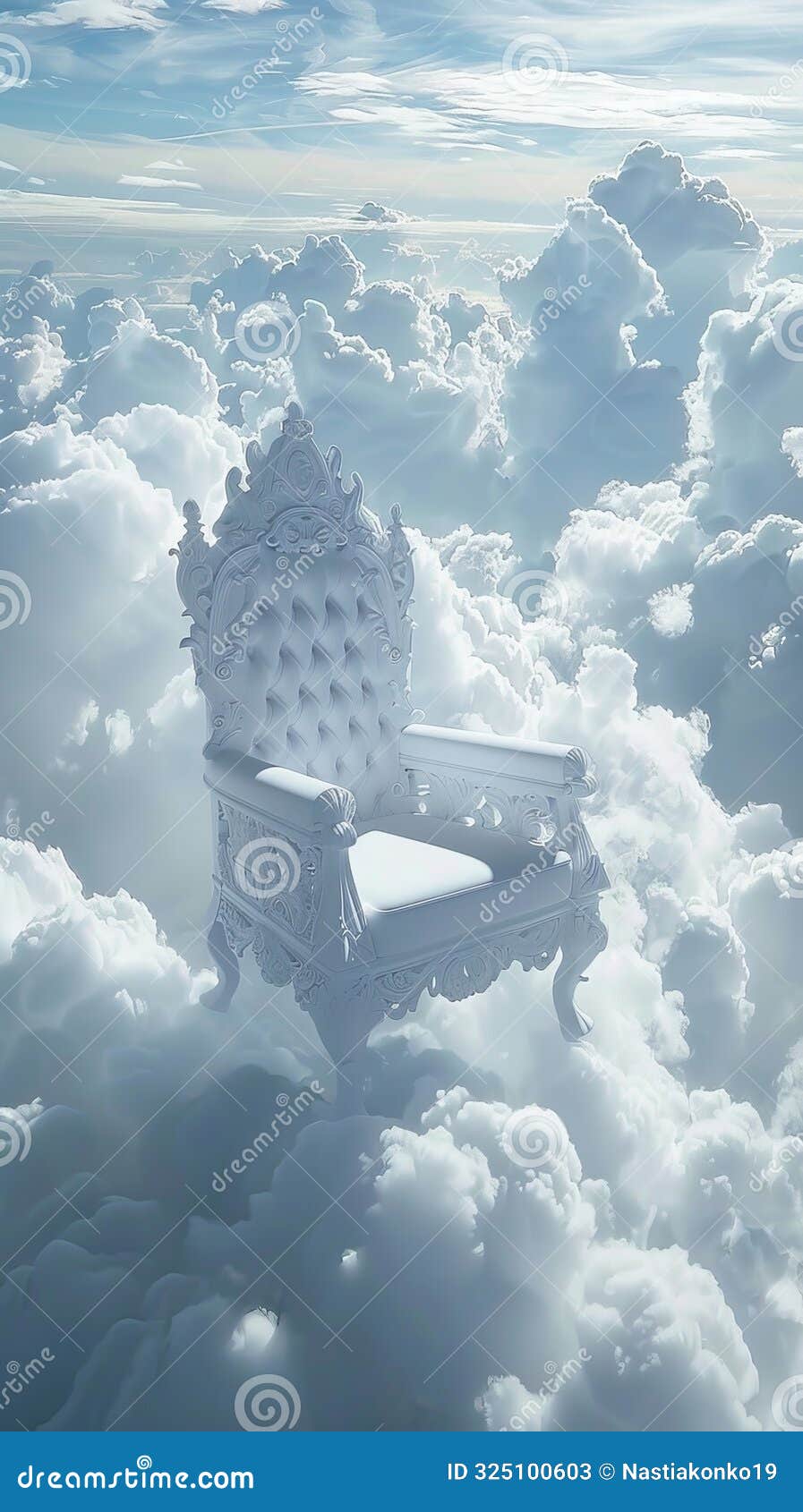 Throne Chair Floating among Clouds in the Sky, Heavenly Concept Stock ...