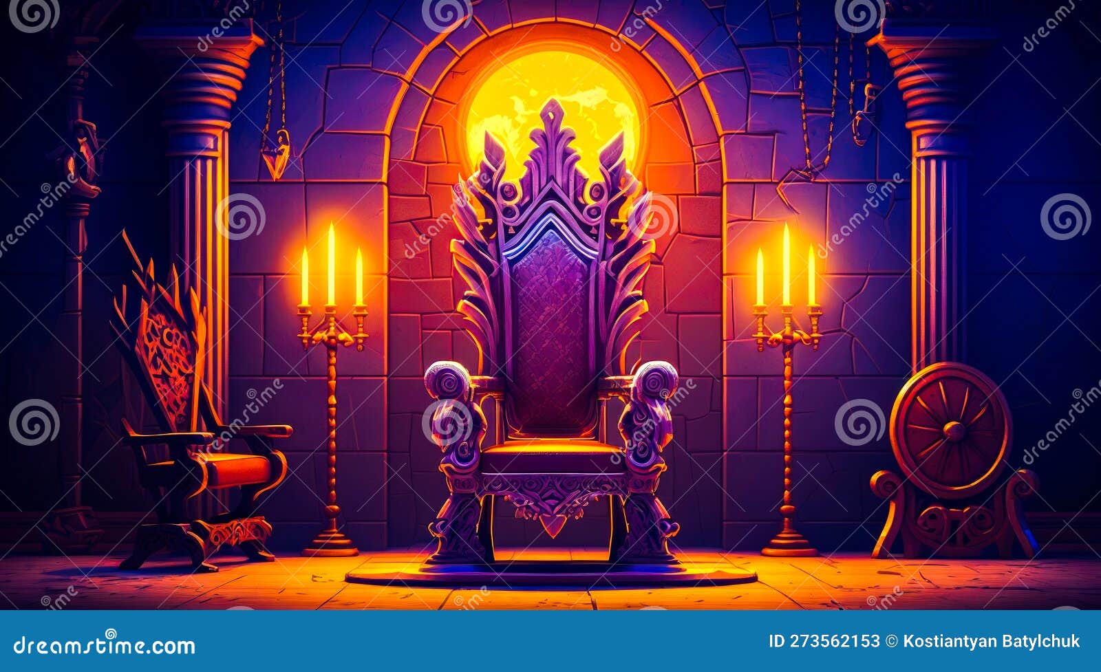 Throne in Dark Room with Candles. Generative AI Stock Illustration ...