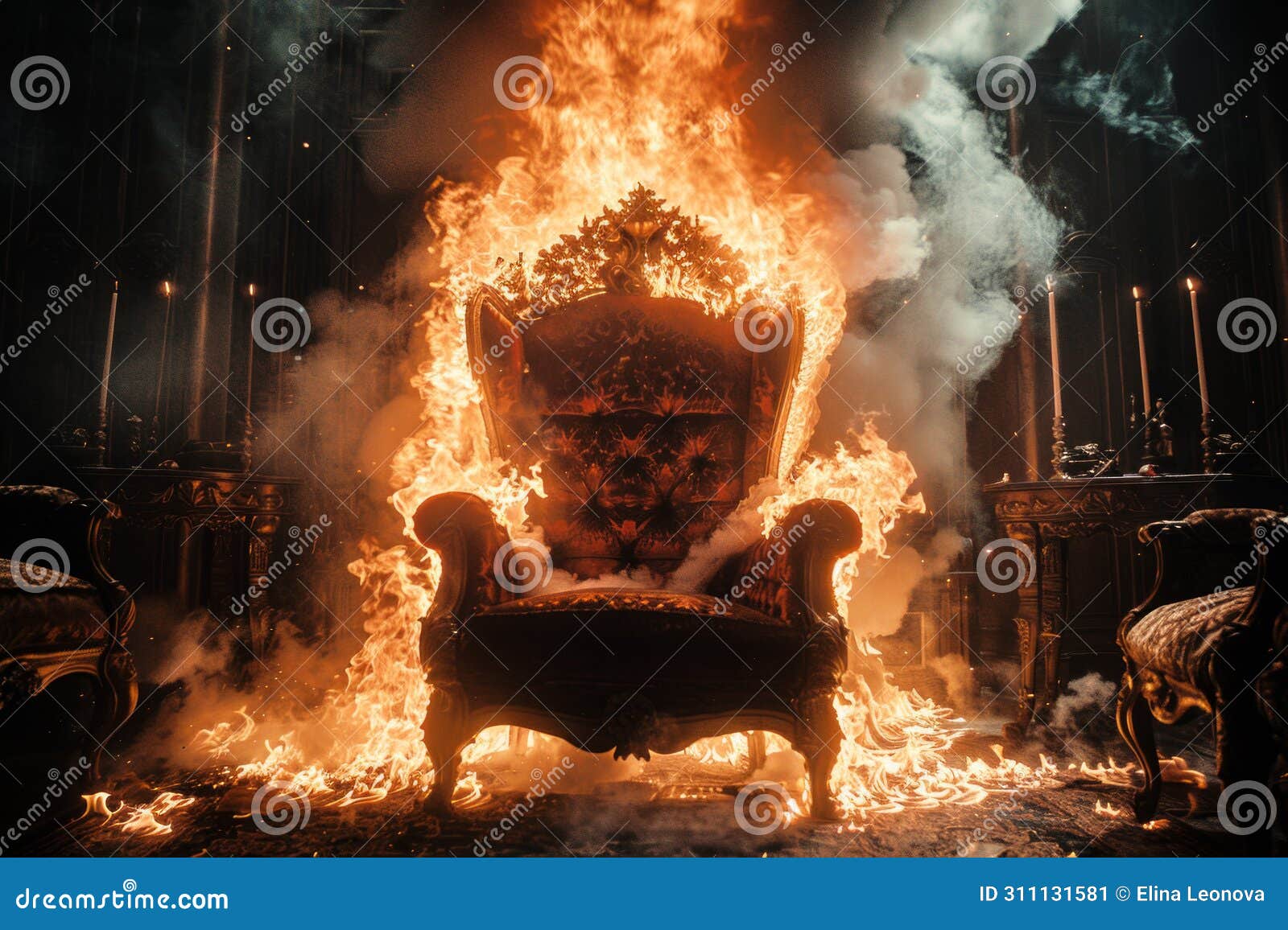 The Throne is on Fire, a Metaphor for the Loss of Power and Country. AI ...