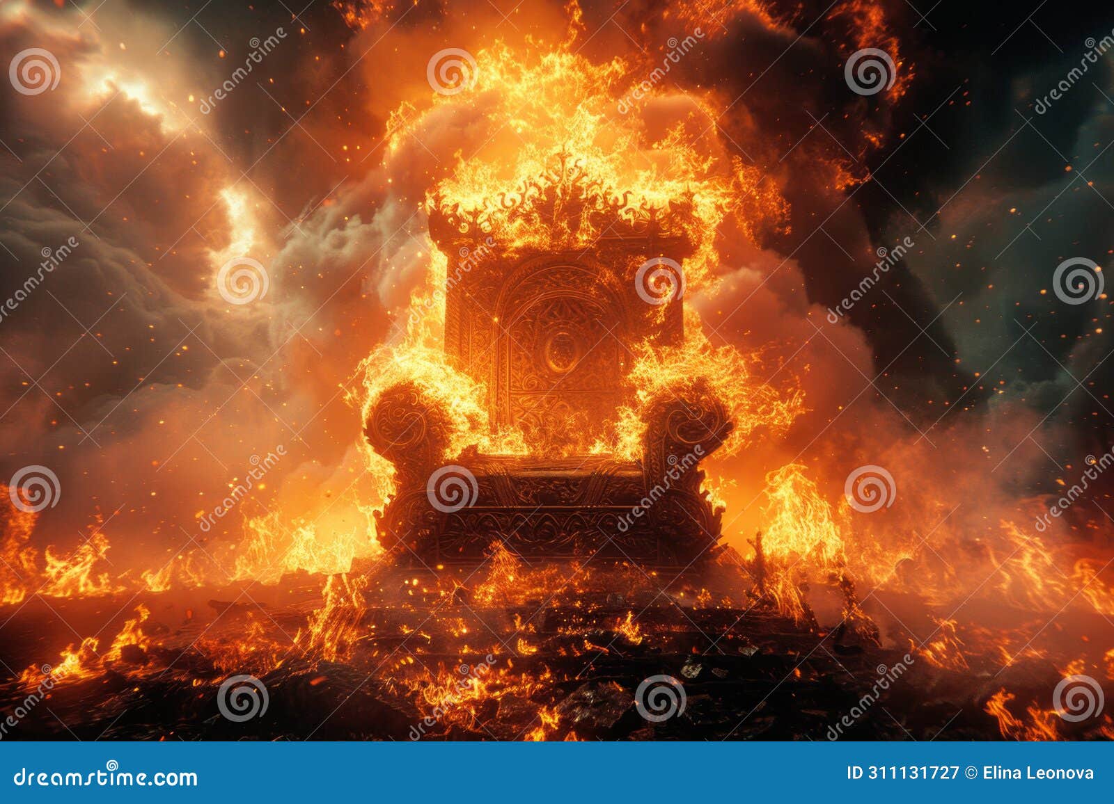 The Throne is on Fire, a Metaphor for the Loss of Power and Country. AI ...