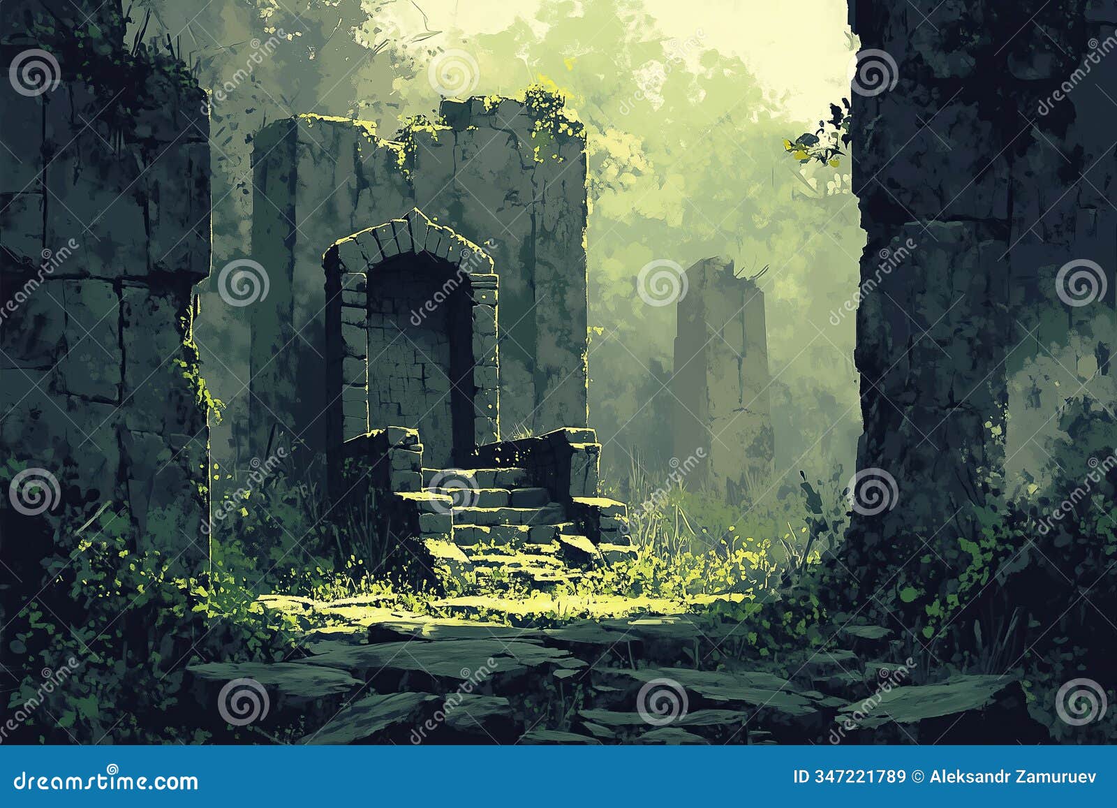 A Throne Made of Sharp Stones Stands Isolated among Ancient Ruins in a ...