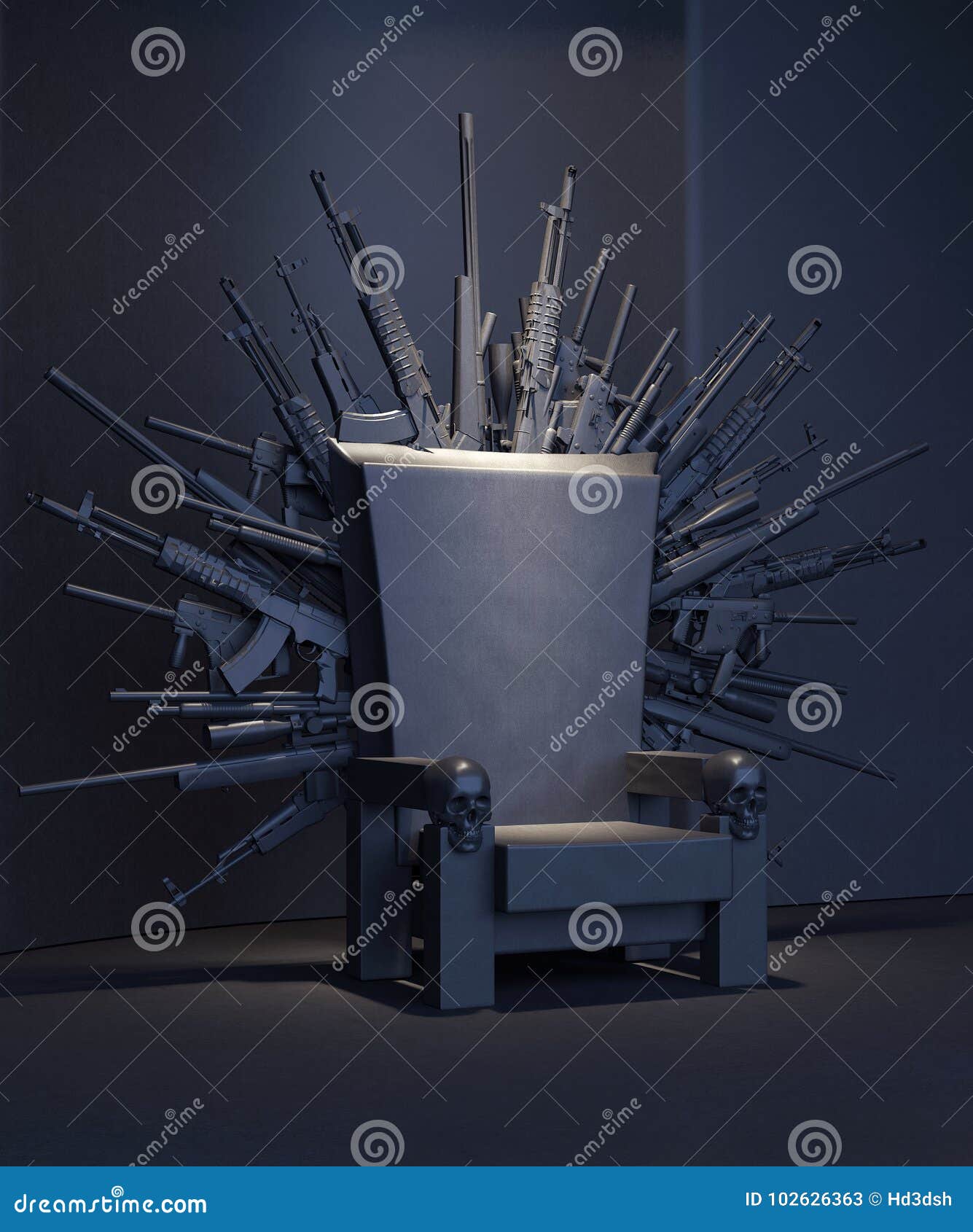 Throne made from weapons stock illustration. Illustration of black ...