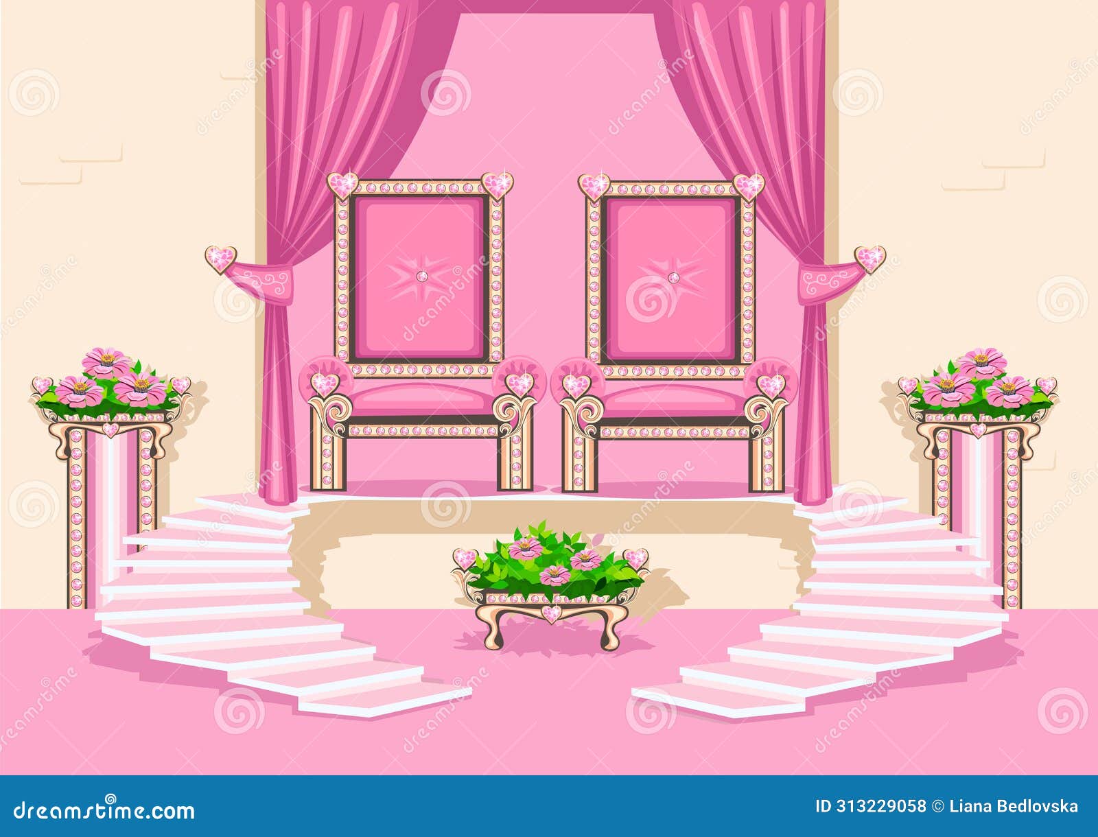 Throne Room of the Beautiful Princess Stock Vector - Illustration of ...