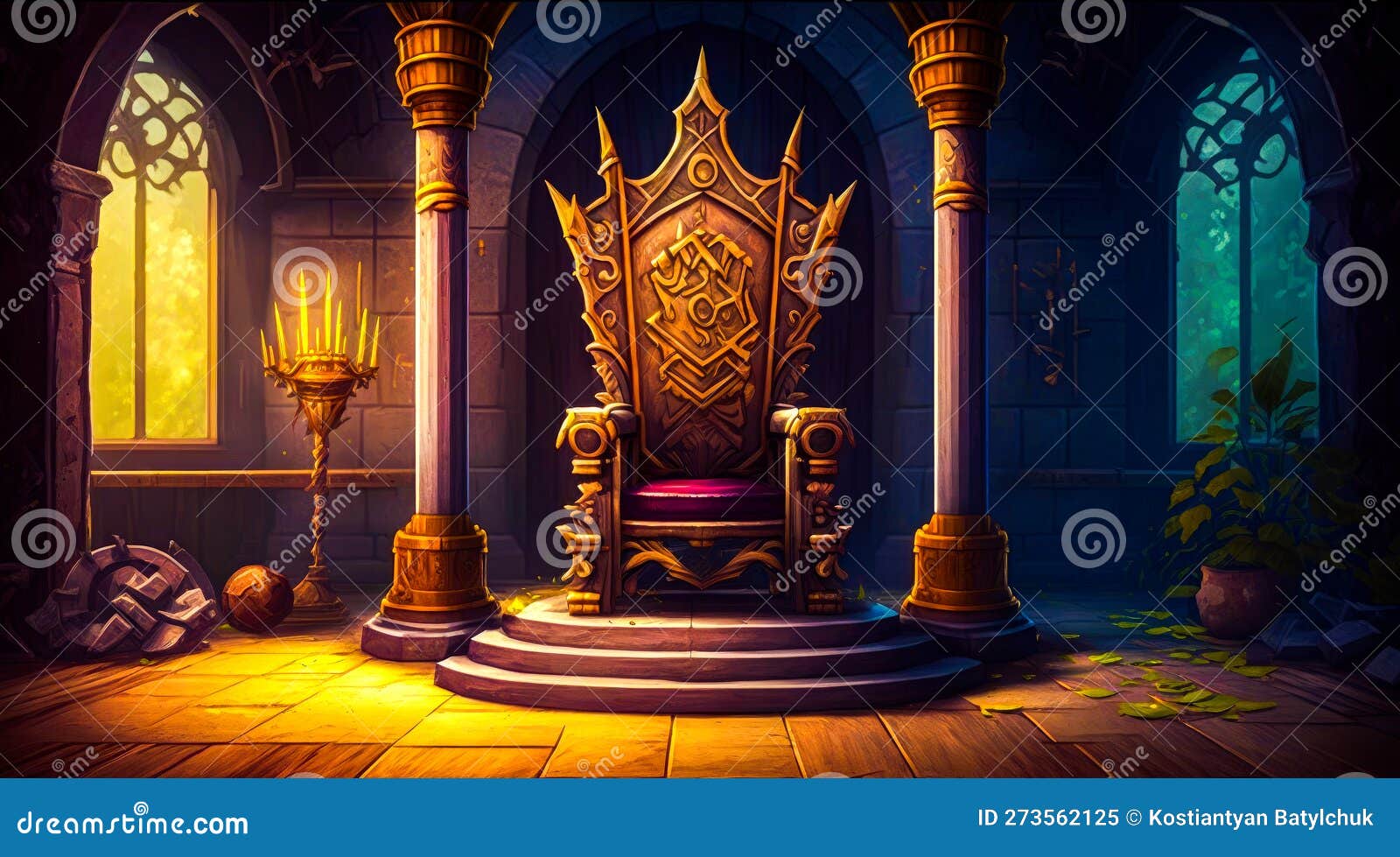 Throne Sitting in Room Next To Window. Generative AI Stock Illustration ...