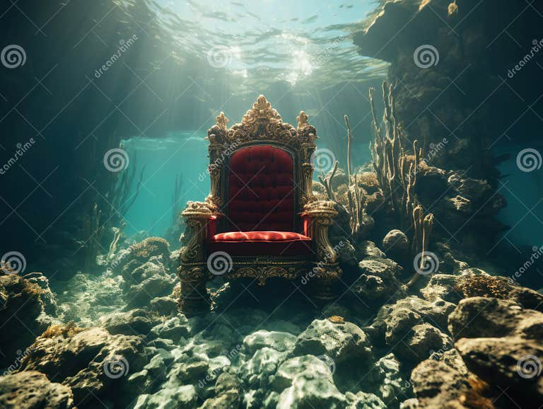 The Throne is Under Water. a Beautiful Throne on the Bottom of the Sea ...