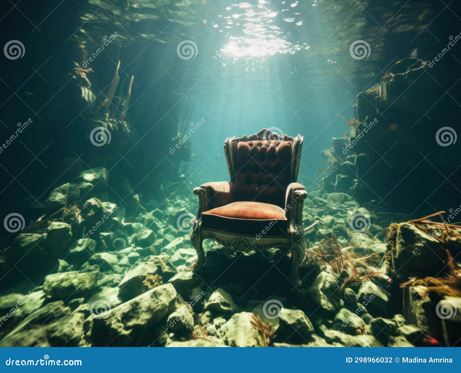 The Throne is Under Water. a Beautiful Throne on the Bottom of the Sea ...