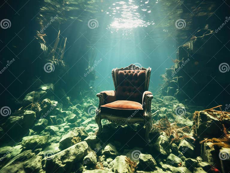 The Throne is Under Water. a Beautiful Throne on the Bottom of the Sea ...
