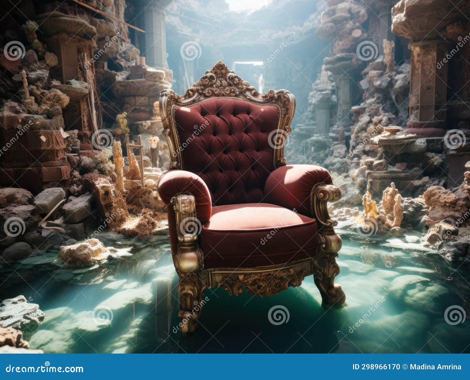 The Throne is Under Water. a Beautiful Throne on the Bottom of the Sea ...