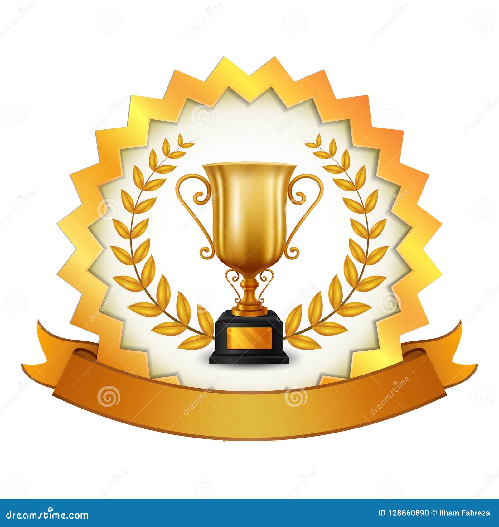 Thropy with Gold Label and Gold Ribbon Stock Vector - Illustration of ...