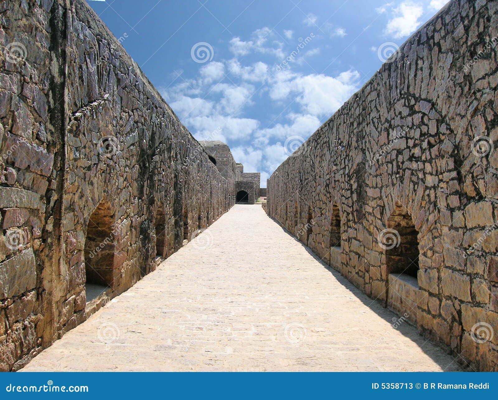 Throughfare in Old Fort-Stone Construction Stock Image - Image of ...