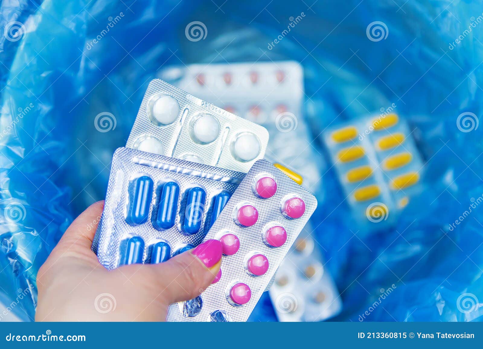 Throw Away the Tablets in the Trash Bin. Selective Focus Stock Image ...