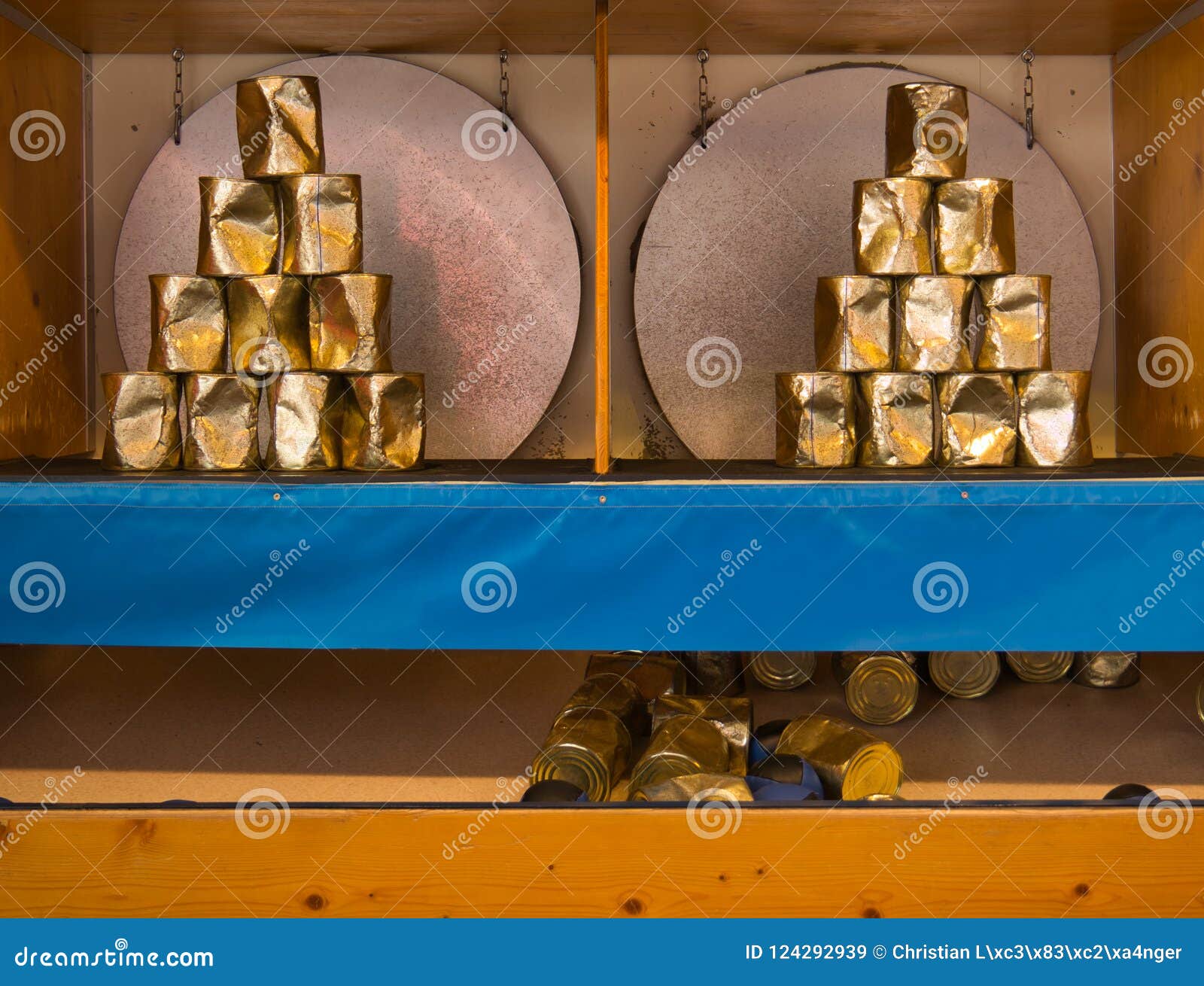 Throw a Ball on a Pyramid of Cans Stock Image - Image of oktoberfest ...