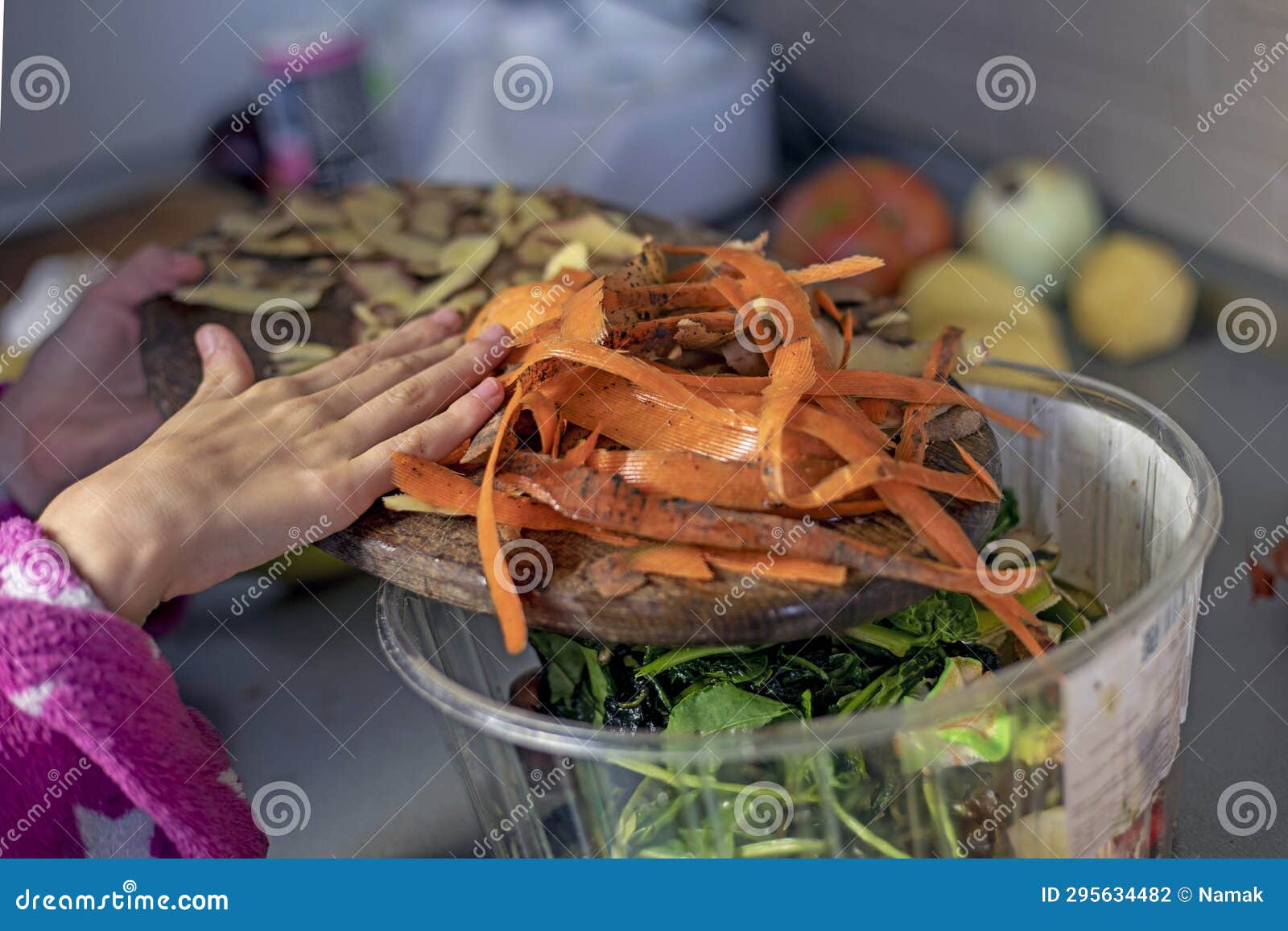 Throw Carrot and Potato Skins into the Trash. Stock Photo - Image of ...