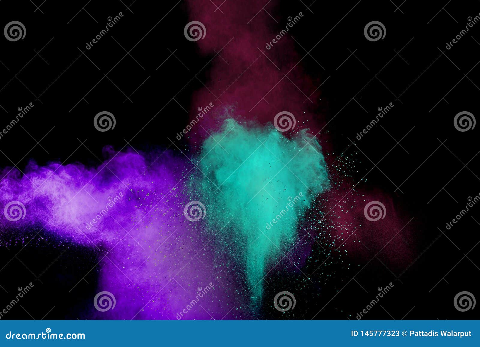 Throw Color Powder on Dark Background.Explosion of Colored Powder ...
