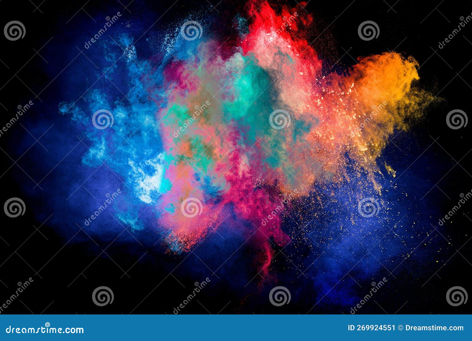 Throw Color Powder on Dark Background.Explosion of Colored Powder ...