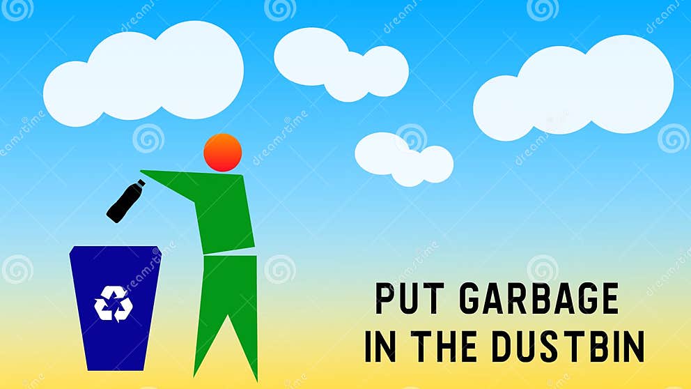 Put Garbage in the Dustbin Image Stock Illustration - Illustration of ...