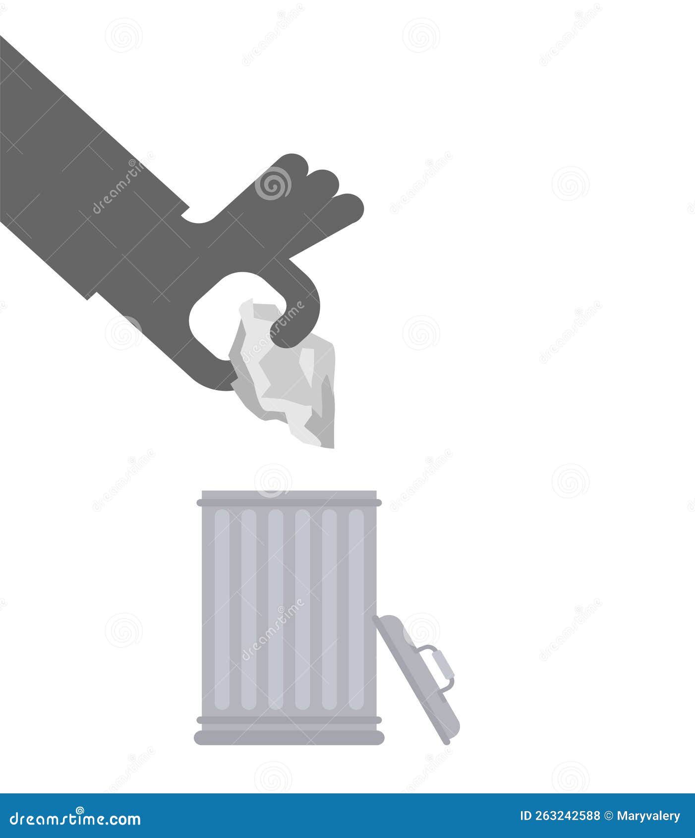 Throw Garbage in Trash. Hand Throws Garbage into Trash Can Stock Vector ...
